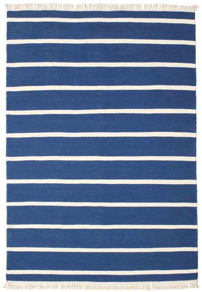 Dhurrie Stripe - Dark Blue 160 x 230 cm Wool Rug - Rugvista