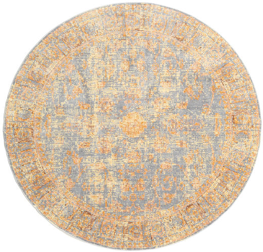 Maharani - Grå / Gul, Rundt Ø 200 cm Tæppe - Rugvista