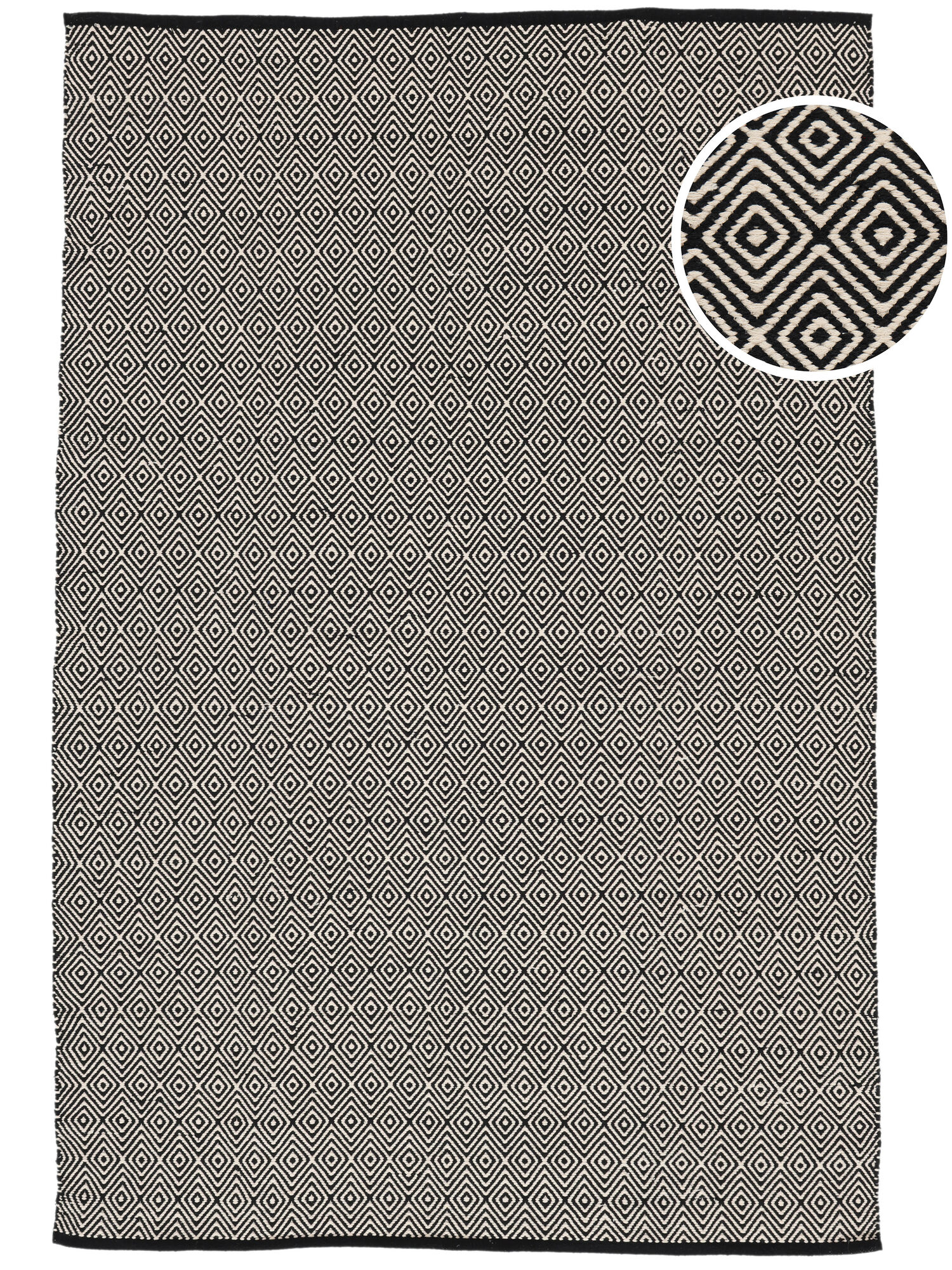 Diamond - Black 160 x 230 cm Cotton Rug - Rugvista