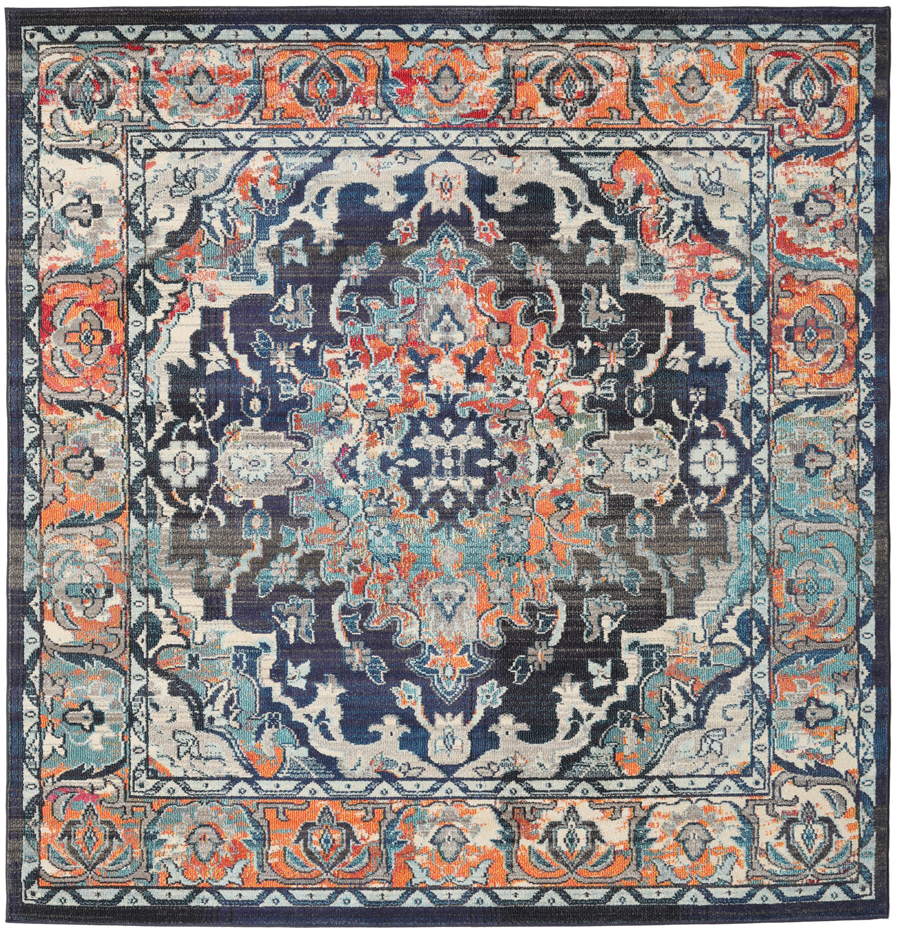 Rugvista Essential - Elnath - Dark Blue / Orange 250 x 250 cm Rug ...