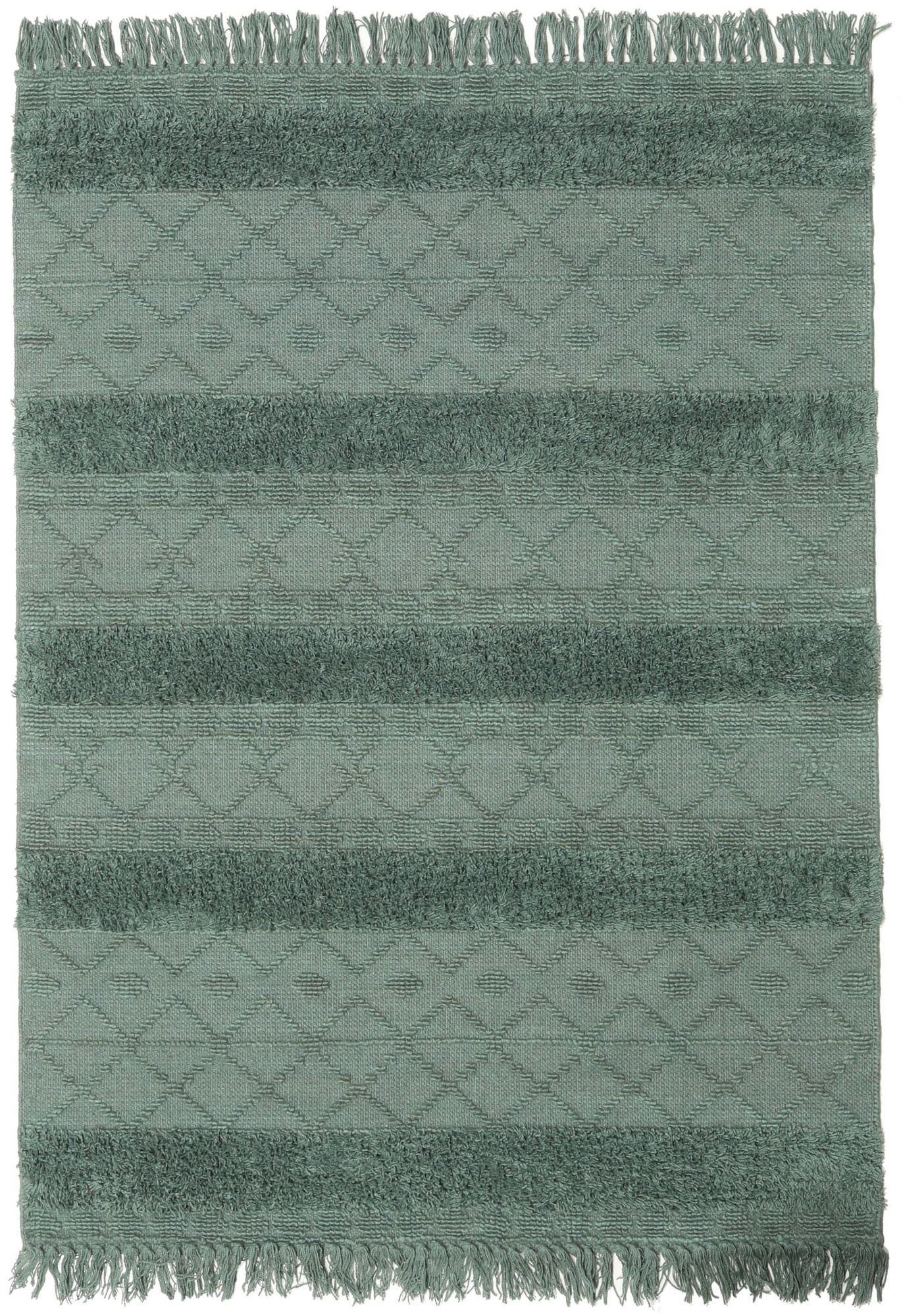 Kilim Berber Ibiza - Green / Teal 140 x 200 cm Wool Rug - Rugvista