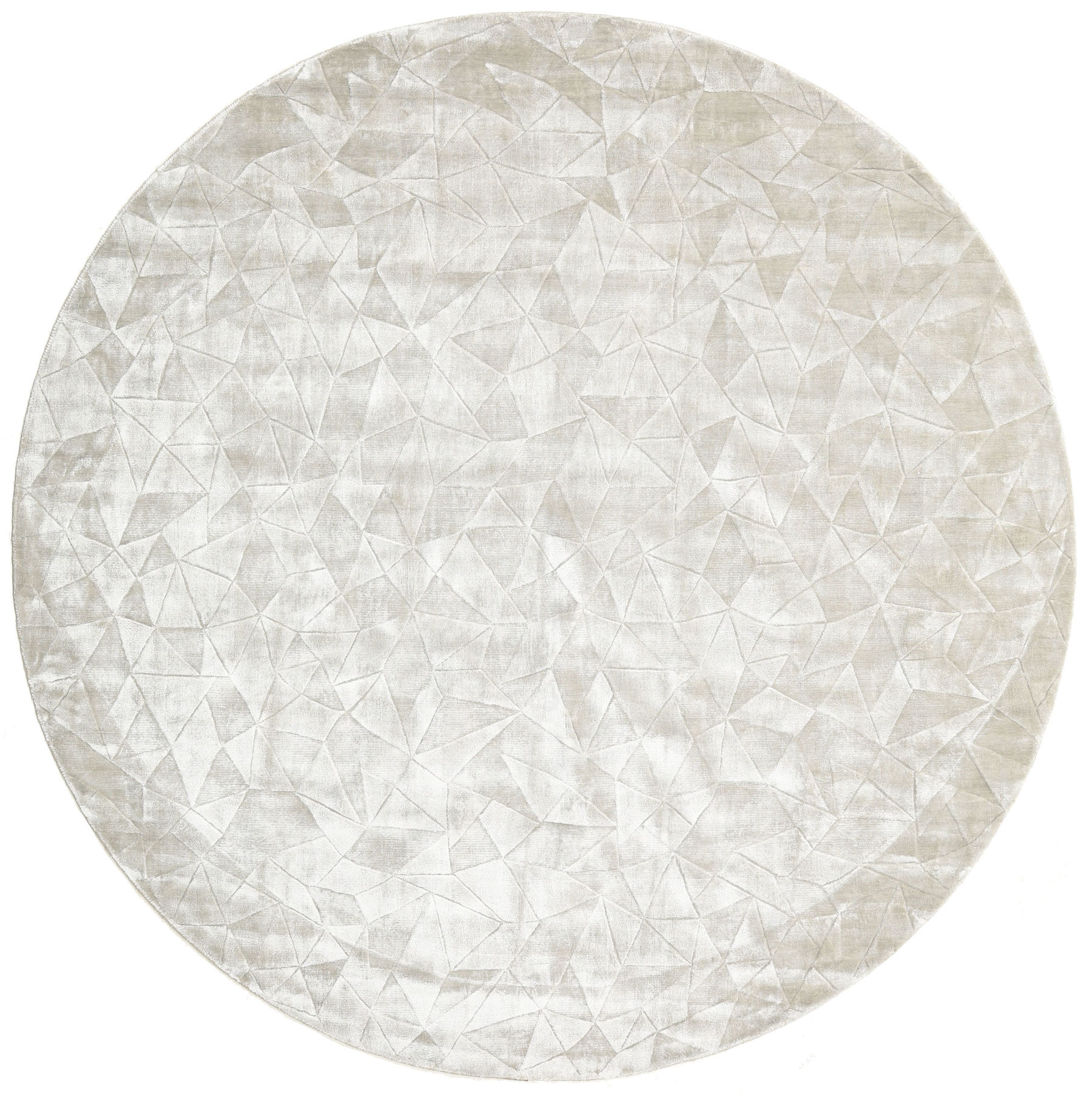 Crystal - Silver Grey / Off White, Round Ø 250 cm Viscose Rug - Rugvista