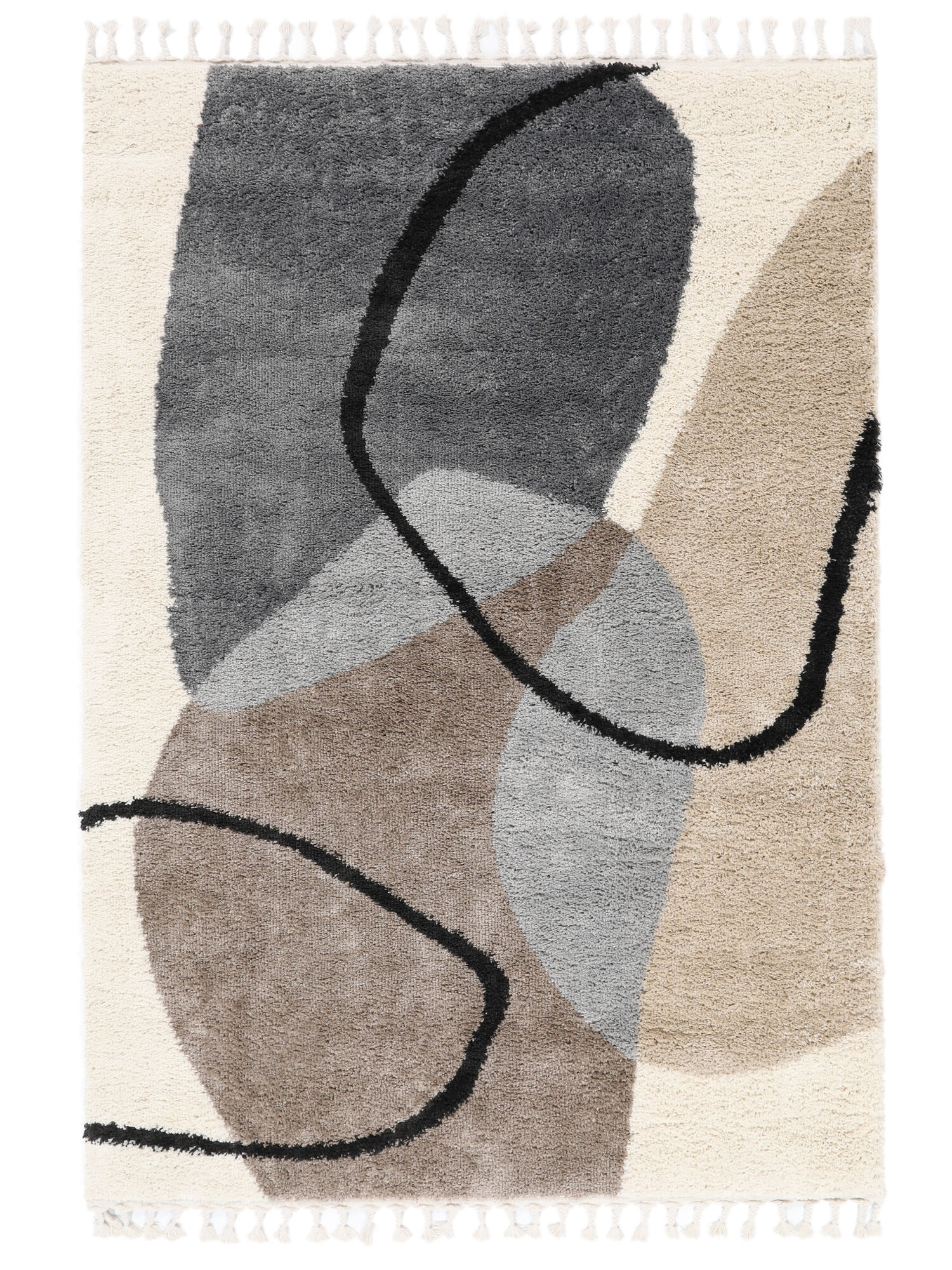 Rugvista Essential - Bowie fringes - Grey / Beige 140 x 200 cm Rug ...