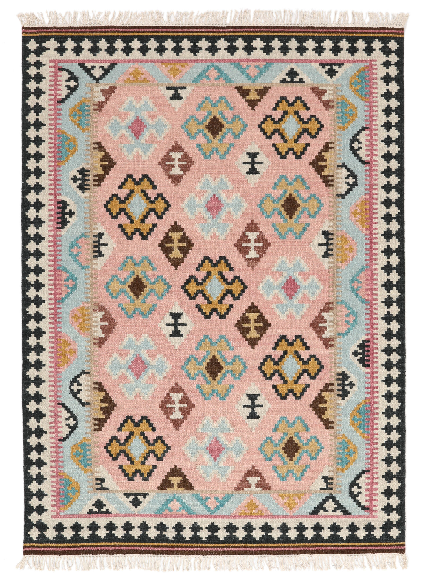 Kalpana - Bleu / Rose 250 x 350 cm Tapis De Laine - Rugvista