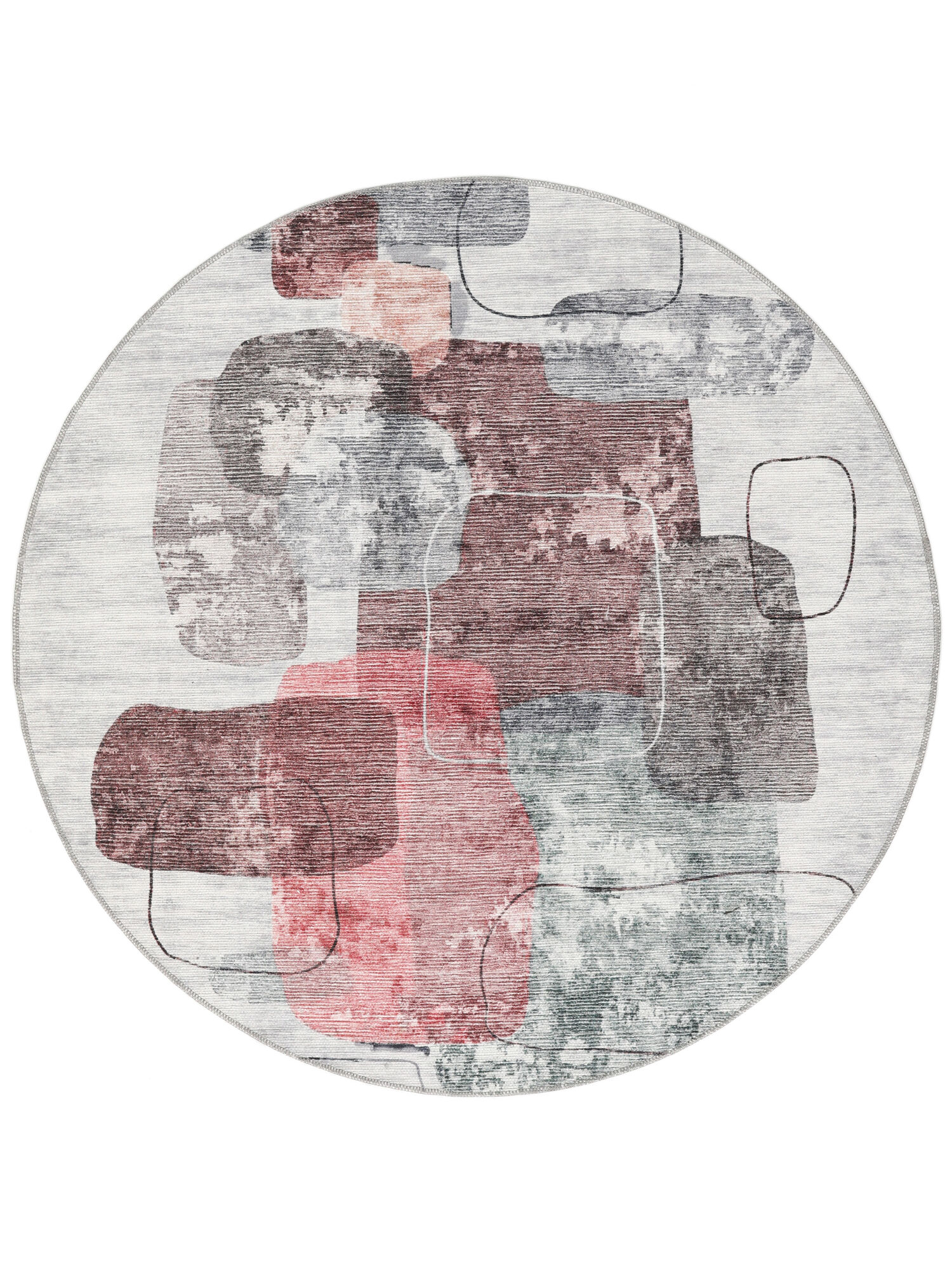 Rugvista Essential - Essence Modern - Light Grey / Terracotta, Round Ø ...