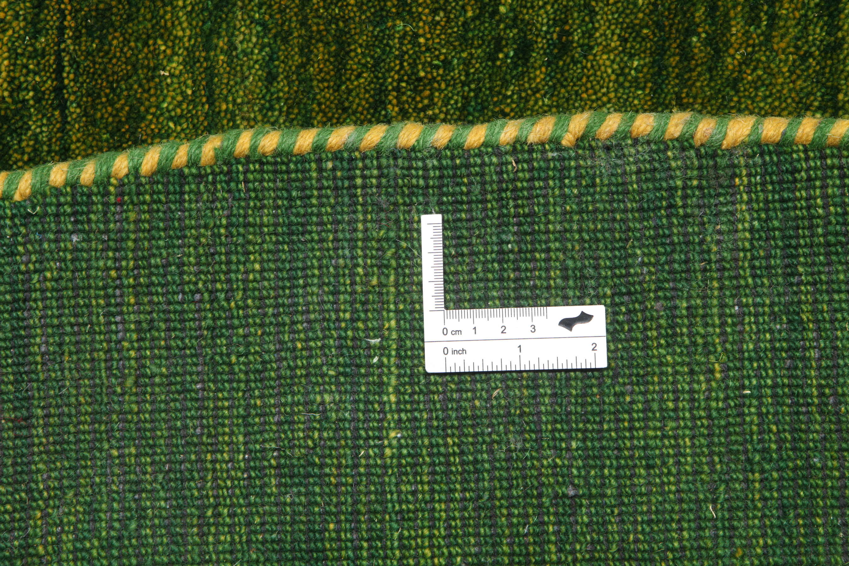 Gabbeh loom Two Lines - Green, Round Ø 200 cm Wool Rug - Rugvista