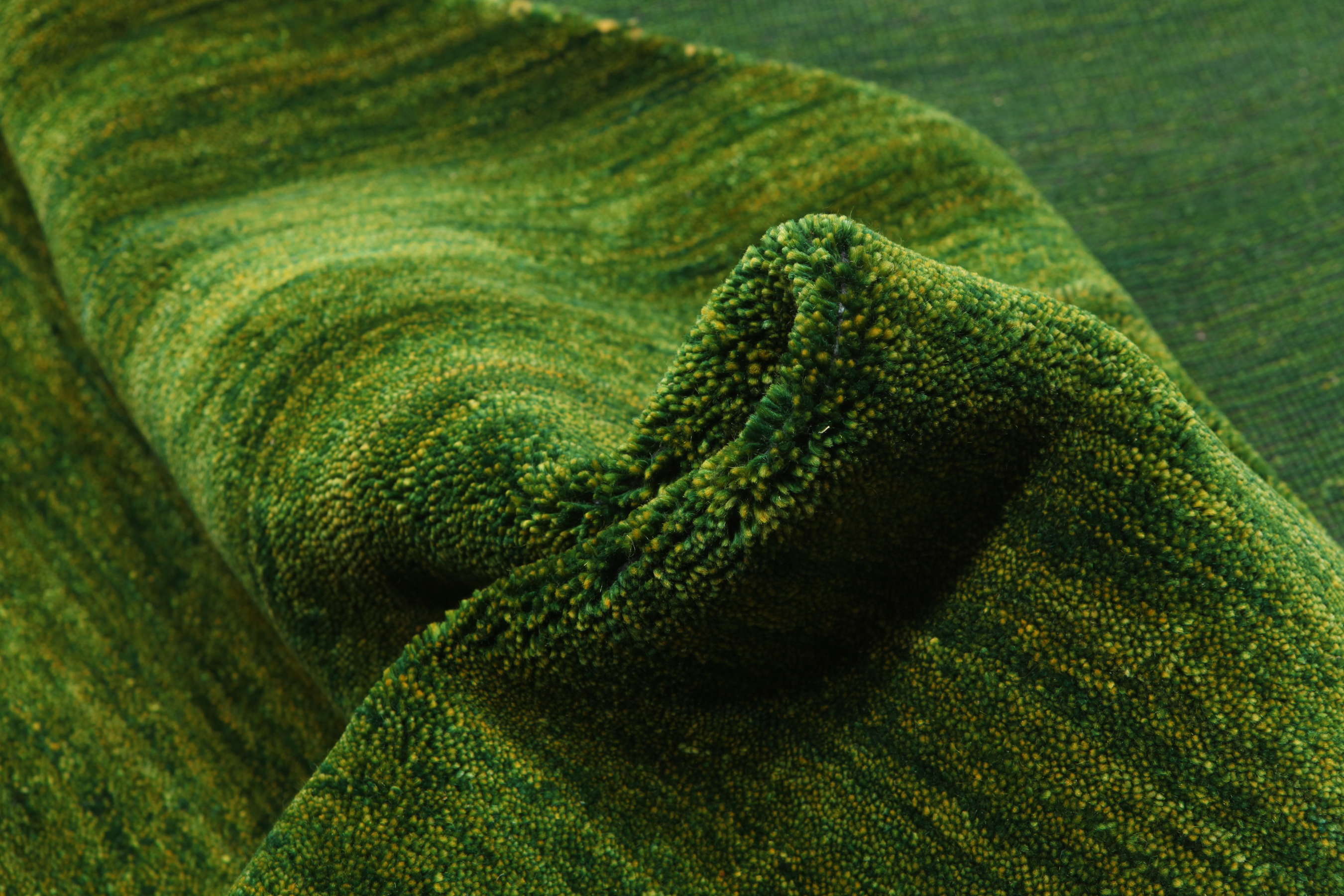 Gabbeh loom Two Lines - Green, Round Ø 200 cm Wool Rug - Rugvista