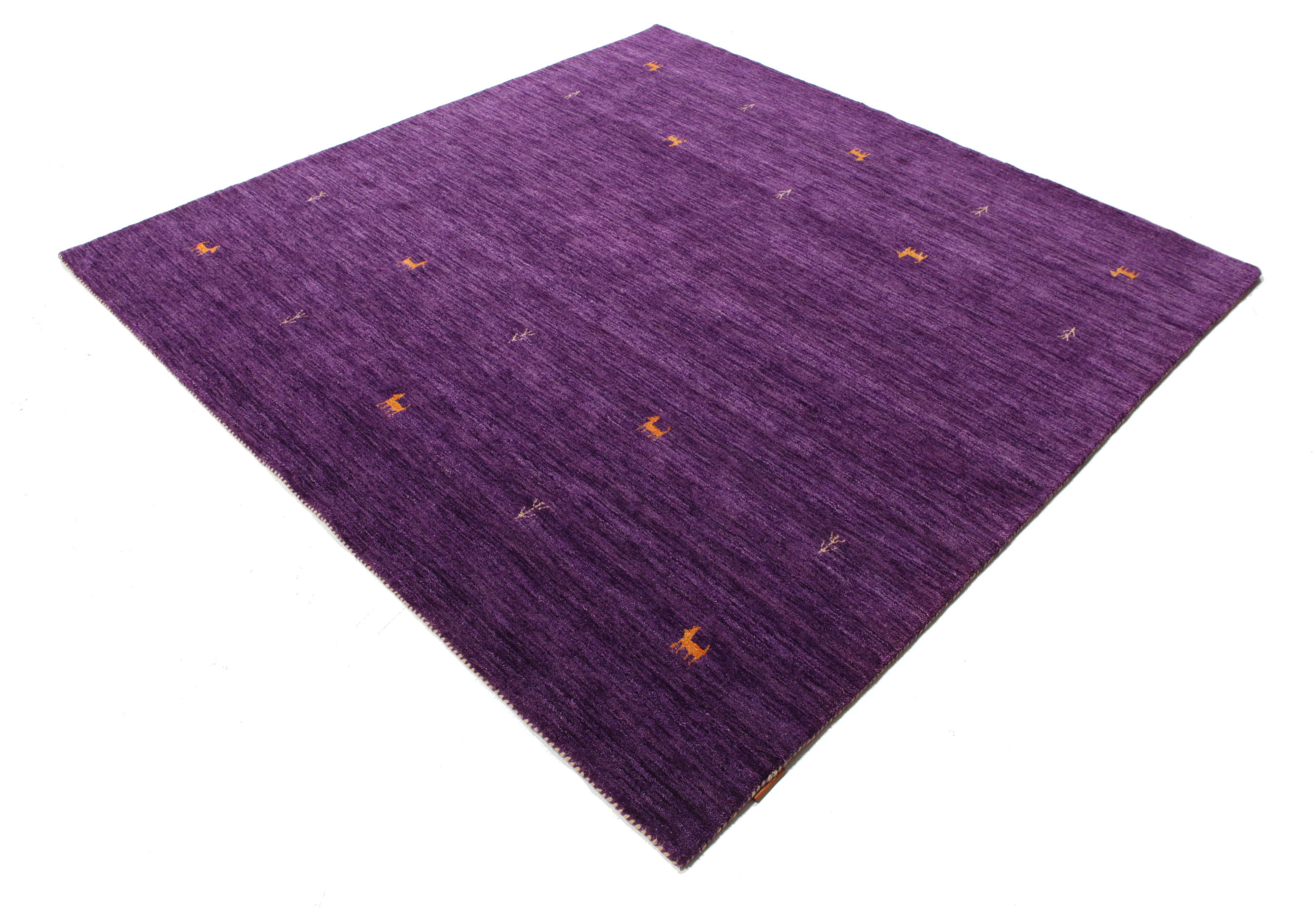 Gabbeh loom Two Lines - Purple 200 x 200 cm Wool Rug - Rugvista