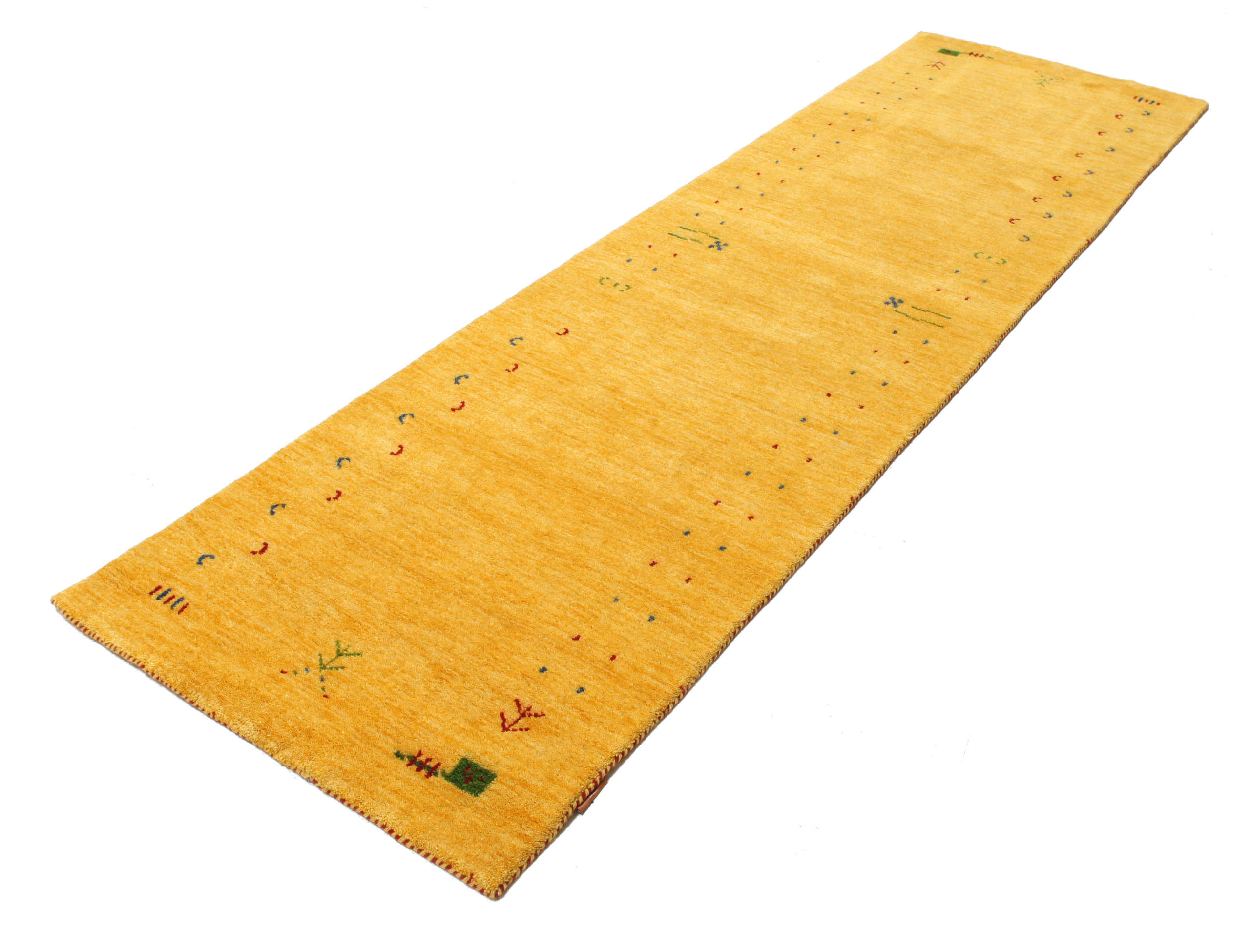 Gabbeh Loom Frame - Gelb, Läufer 80 x 300 cm Wollteppich - Rugvista