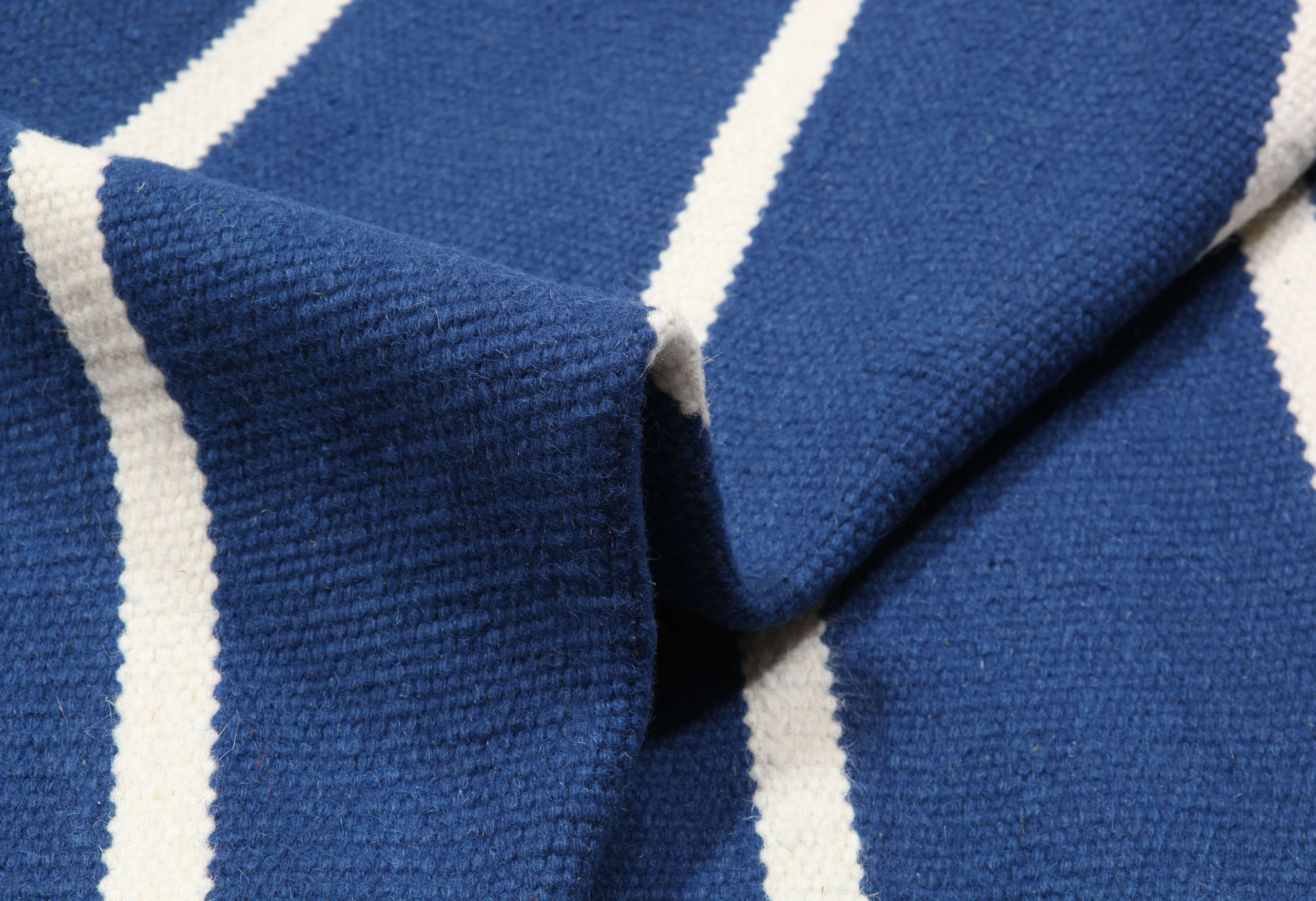 Dhurrie Stripe - Dark Blue, Runner 80 x 250 cm Wool Rug - Rugvista