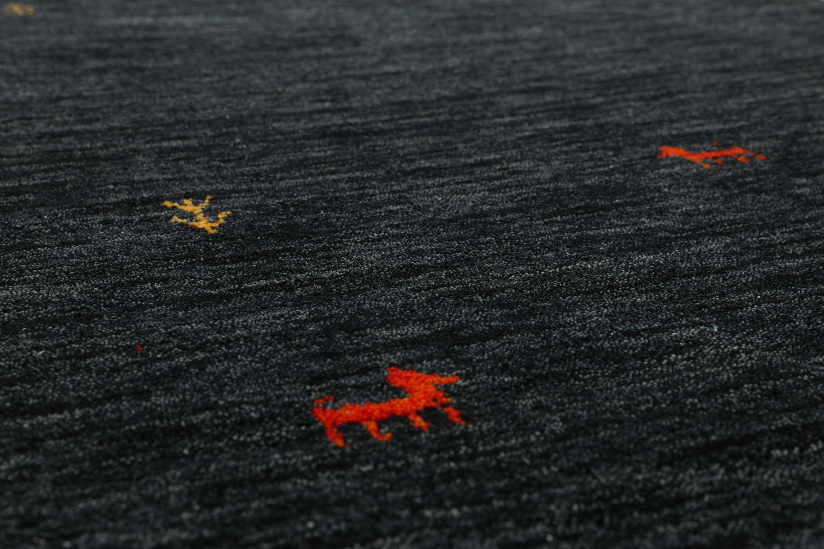 Gabbeh loom Two Lines - Black / Grey 100 x 160 cm Wool Rug - Rugvista