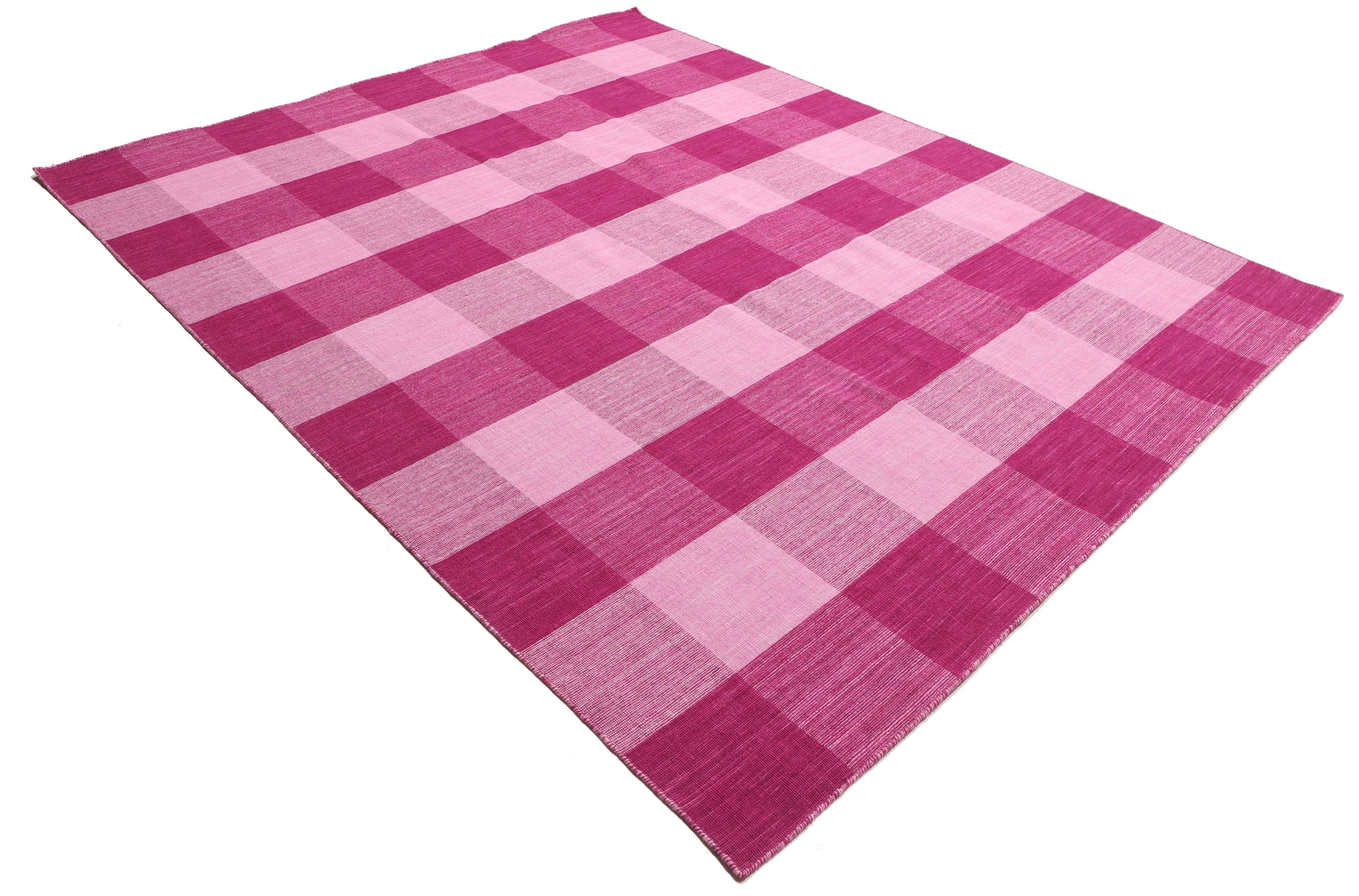 Check Kilim - Pink 240 x 300 cm Wool Rug - Rugvista