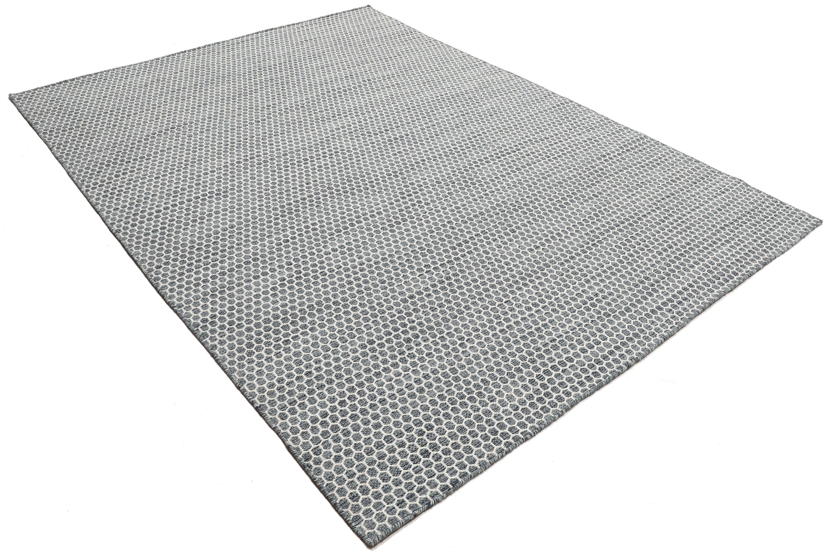 Kilim Honey Comb - Dark Grey 210 x 290 cm Wool Rug - Rugvista