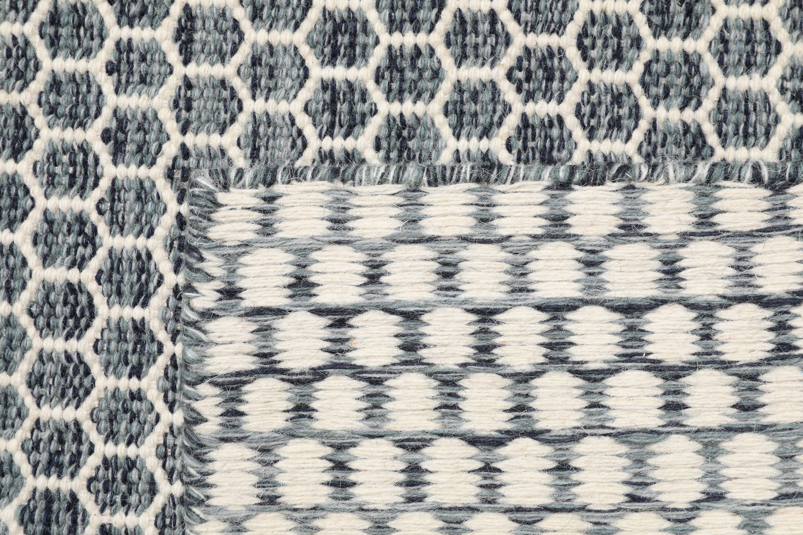 Kilim Honey Comb - Dark Grey 210 x 290 cm Wool Rug - Rugvista