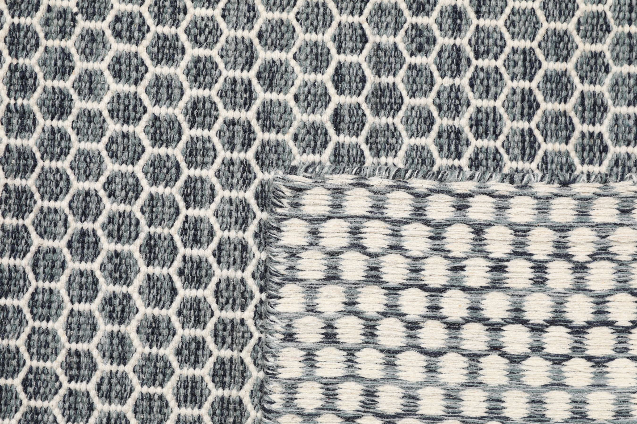 Kilim Honey Comb - Dark Grey 190 x 240 cm Wool Rug - Rugvista