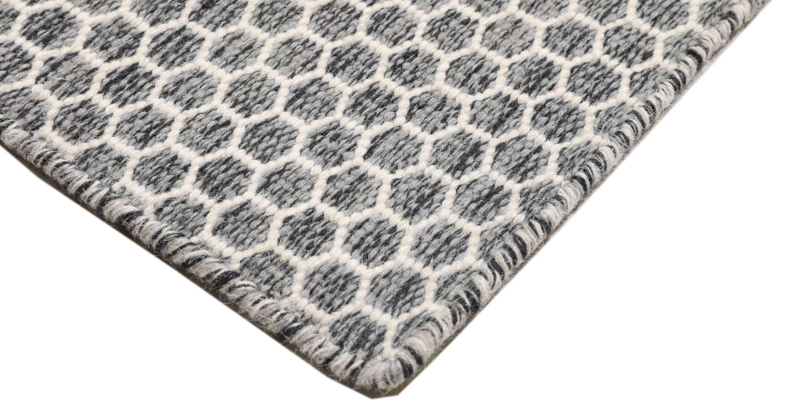 Kilim Honey Comb - Light Grey 160 x 230 cm Wool Rug - Rugvista