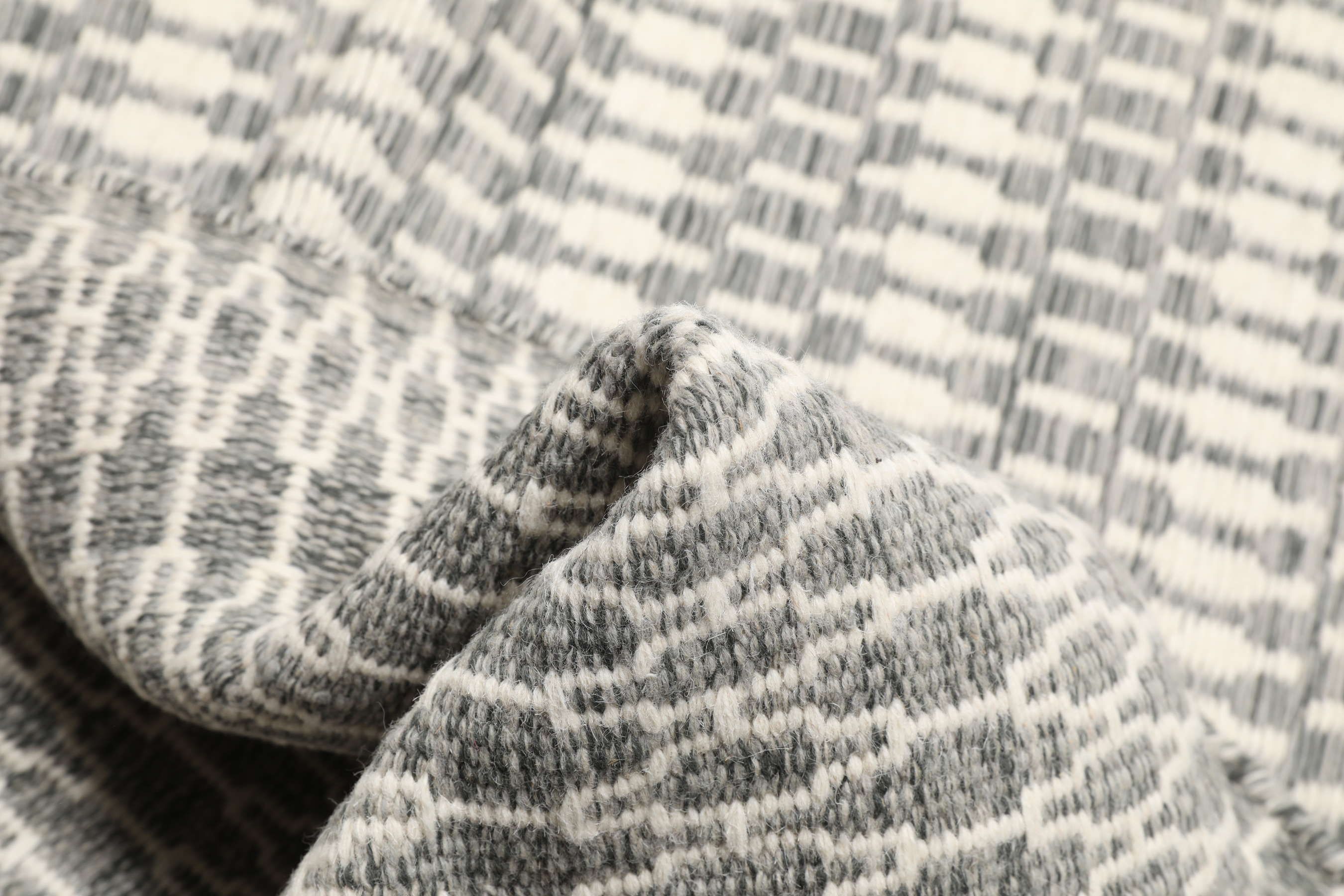 Kilim Long Stitch - Grey 160 x 230 cm Wool Rug - Rugvista