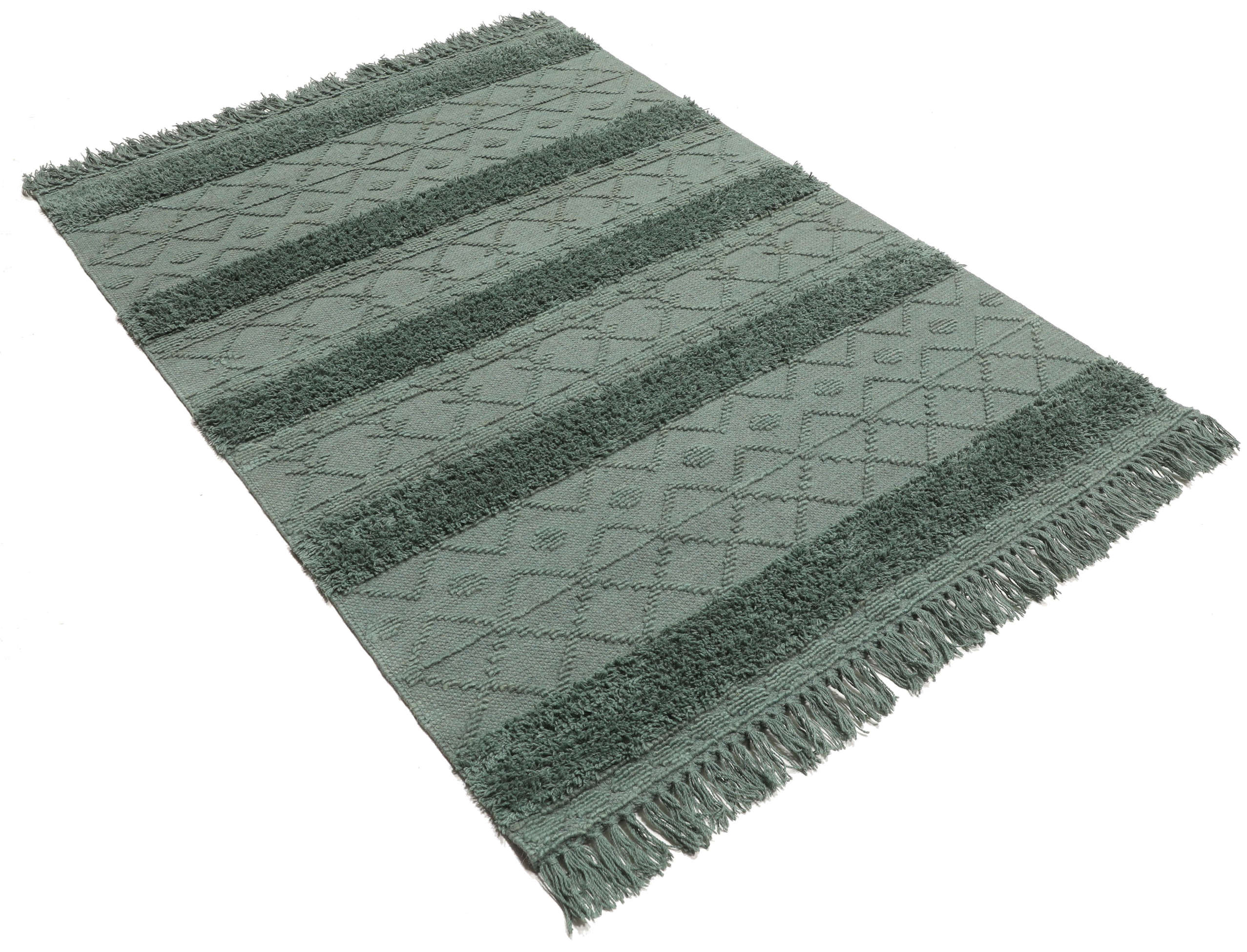 Kilim Berber Ibiza - Green / Teal 140 x 200 cm Wool Rug - Rugvista