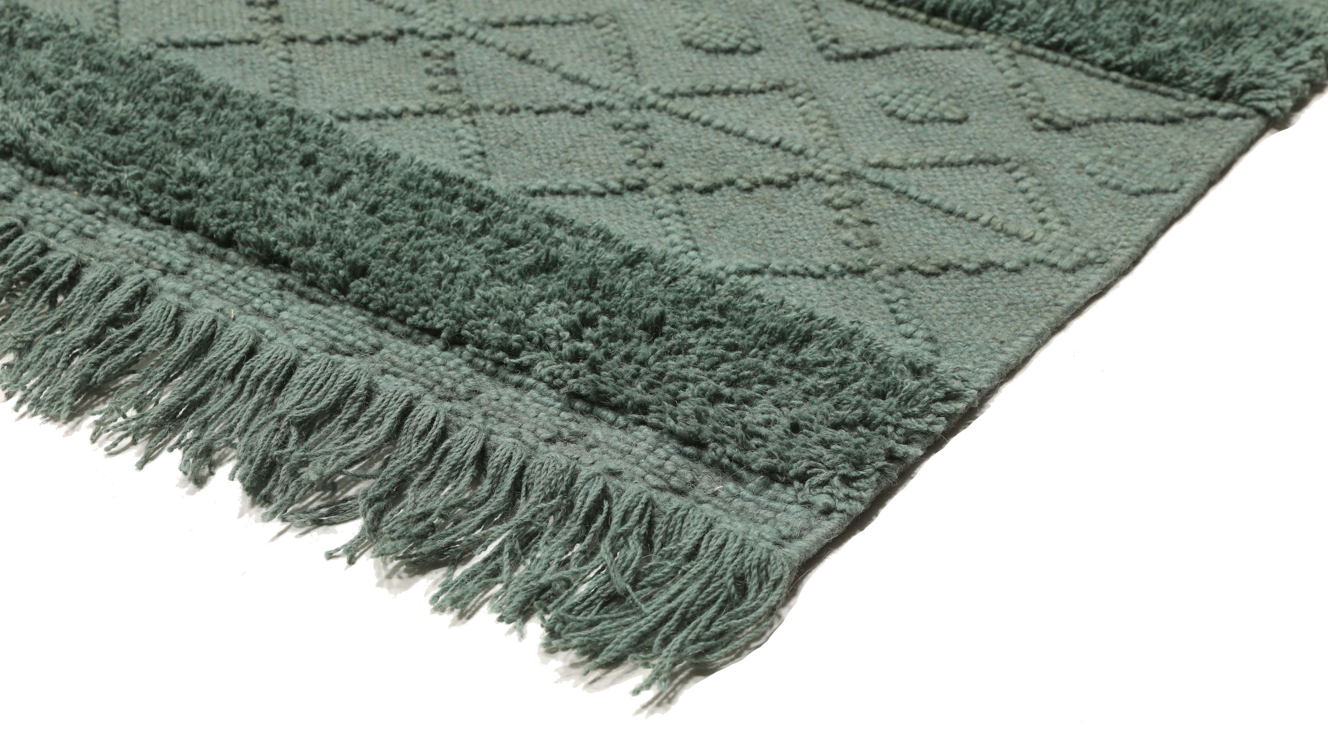 Kilim Berber Ibiza - Green / Teal 140 x 200 cm Wool Rug - Rugvista
