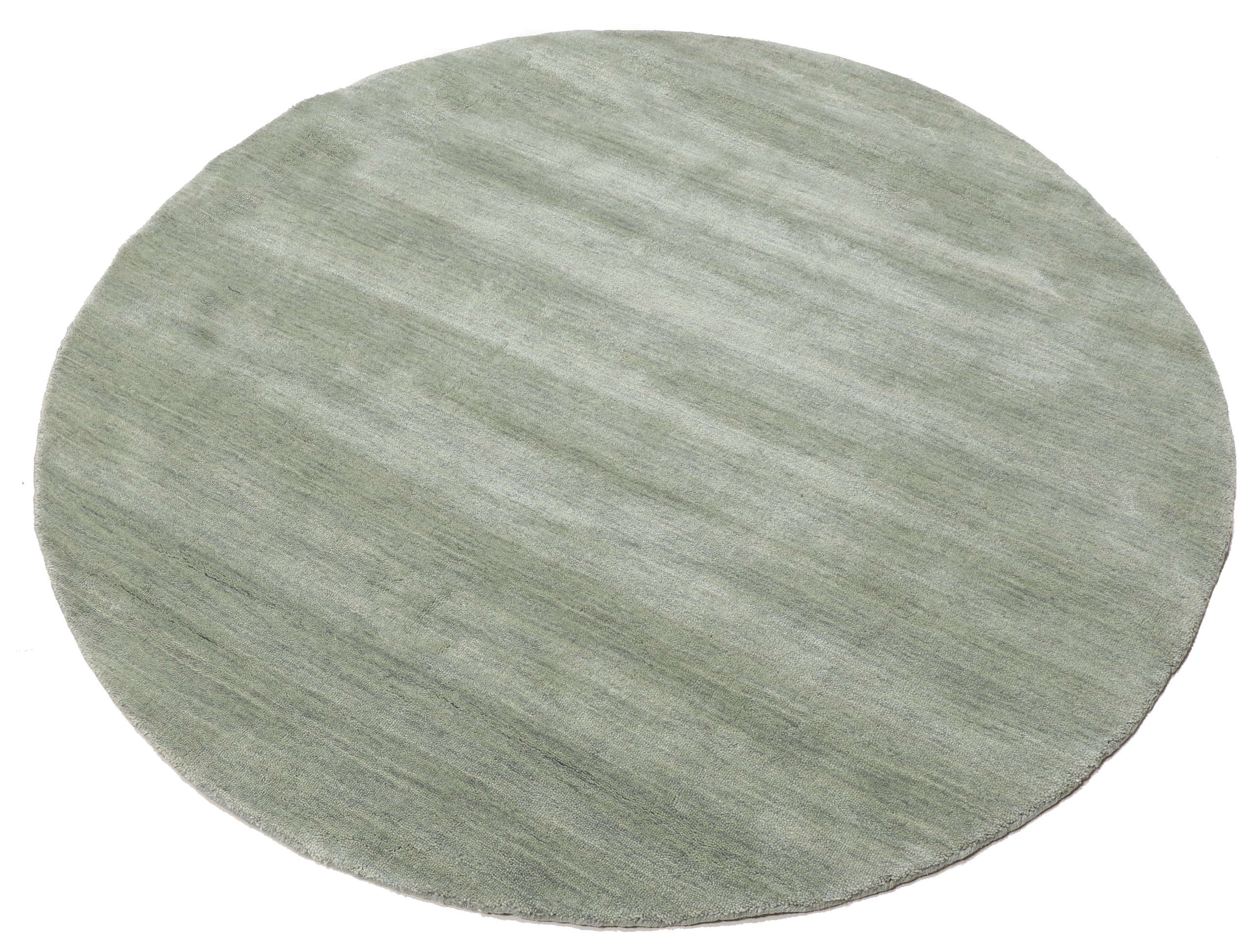 Handloom - Light Green, Round Ø 150 cm Wool Rug - Rugvista