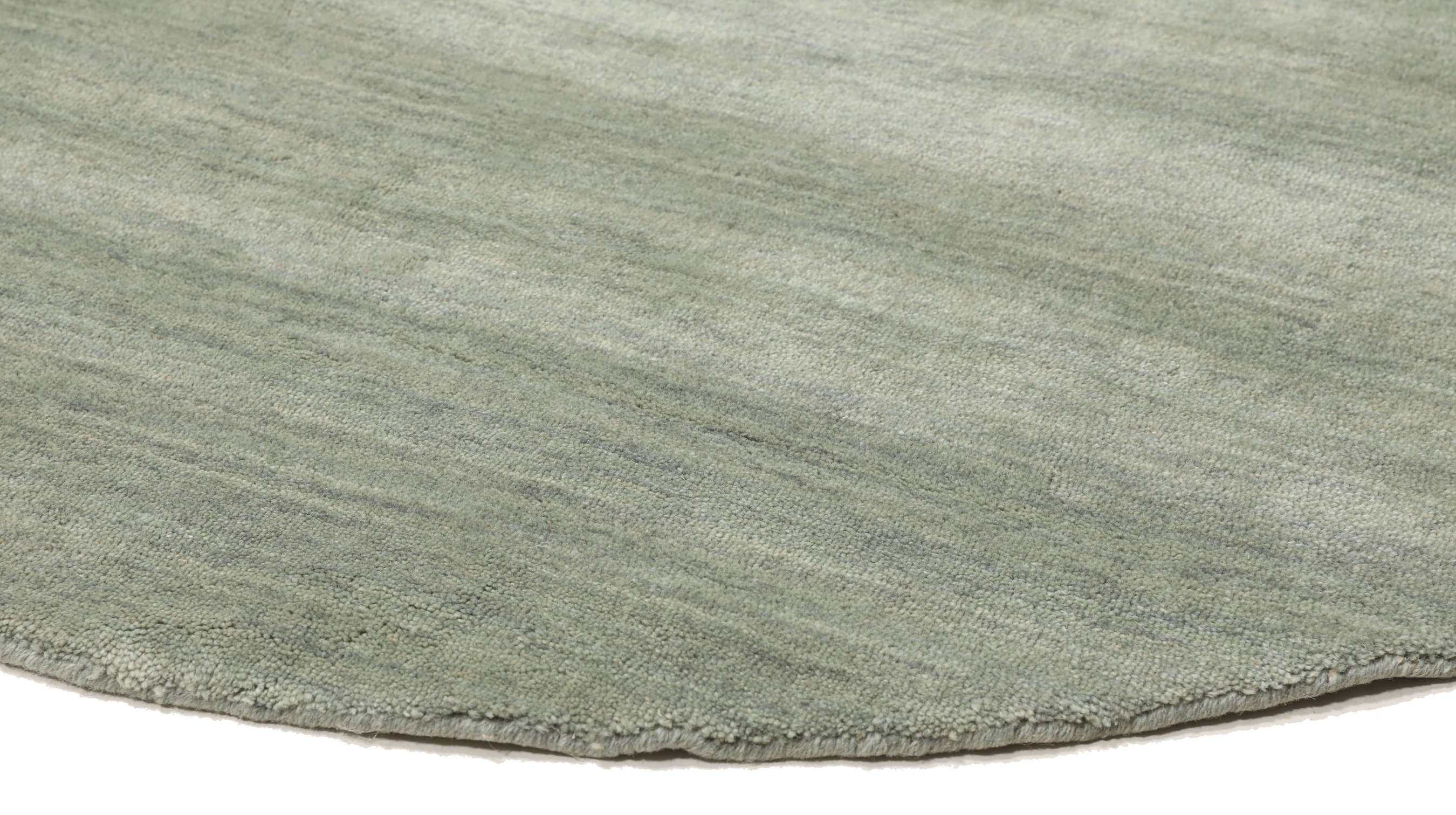 Handloom - Light Green, Round Ø 150 cm Wool Rug - Rugvista
