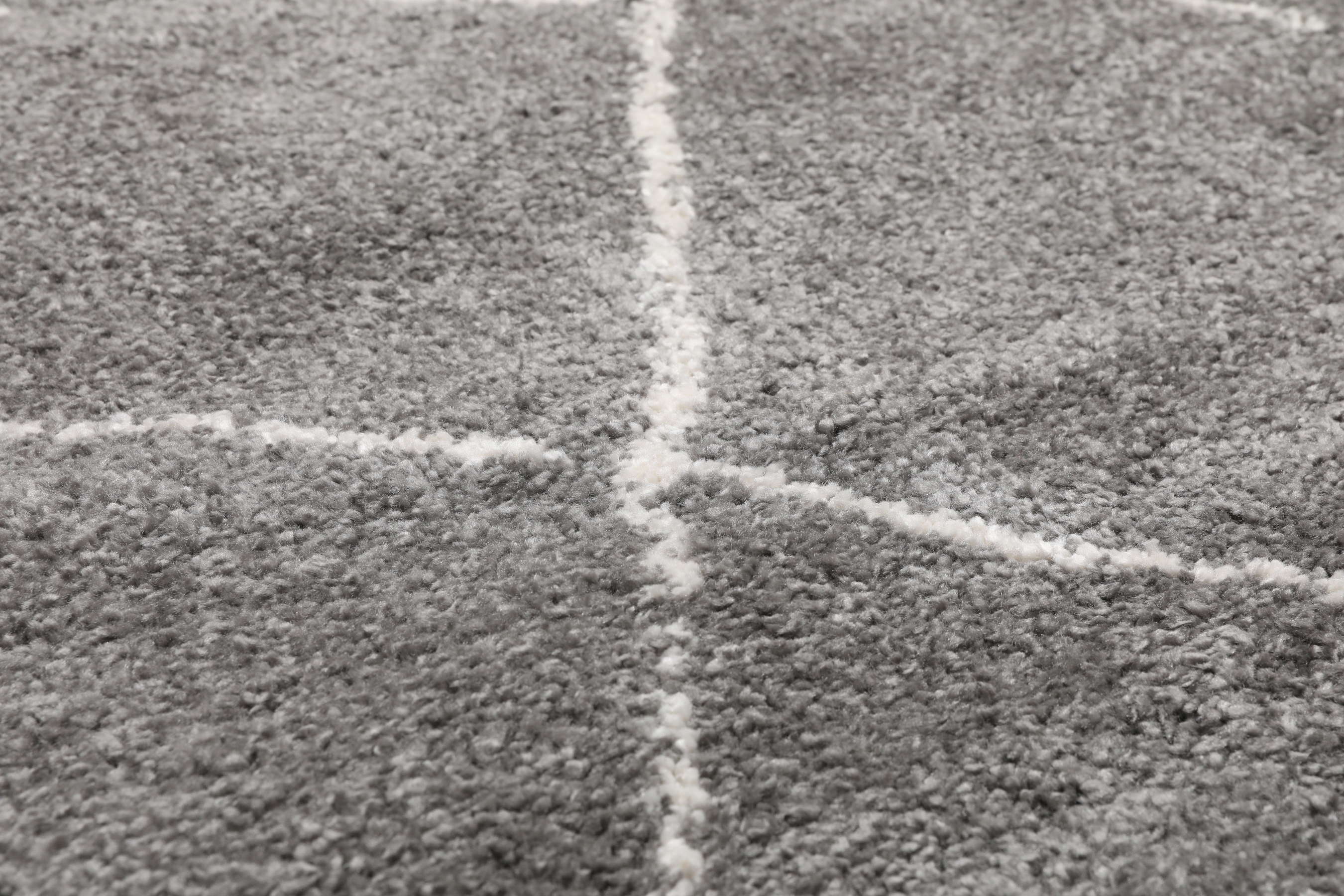 Shaggy Agadir - Grijs / Gebroken Wit, Rond Ø 200 cm Vloerkleed - Rugvista