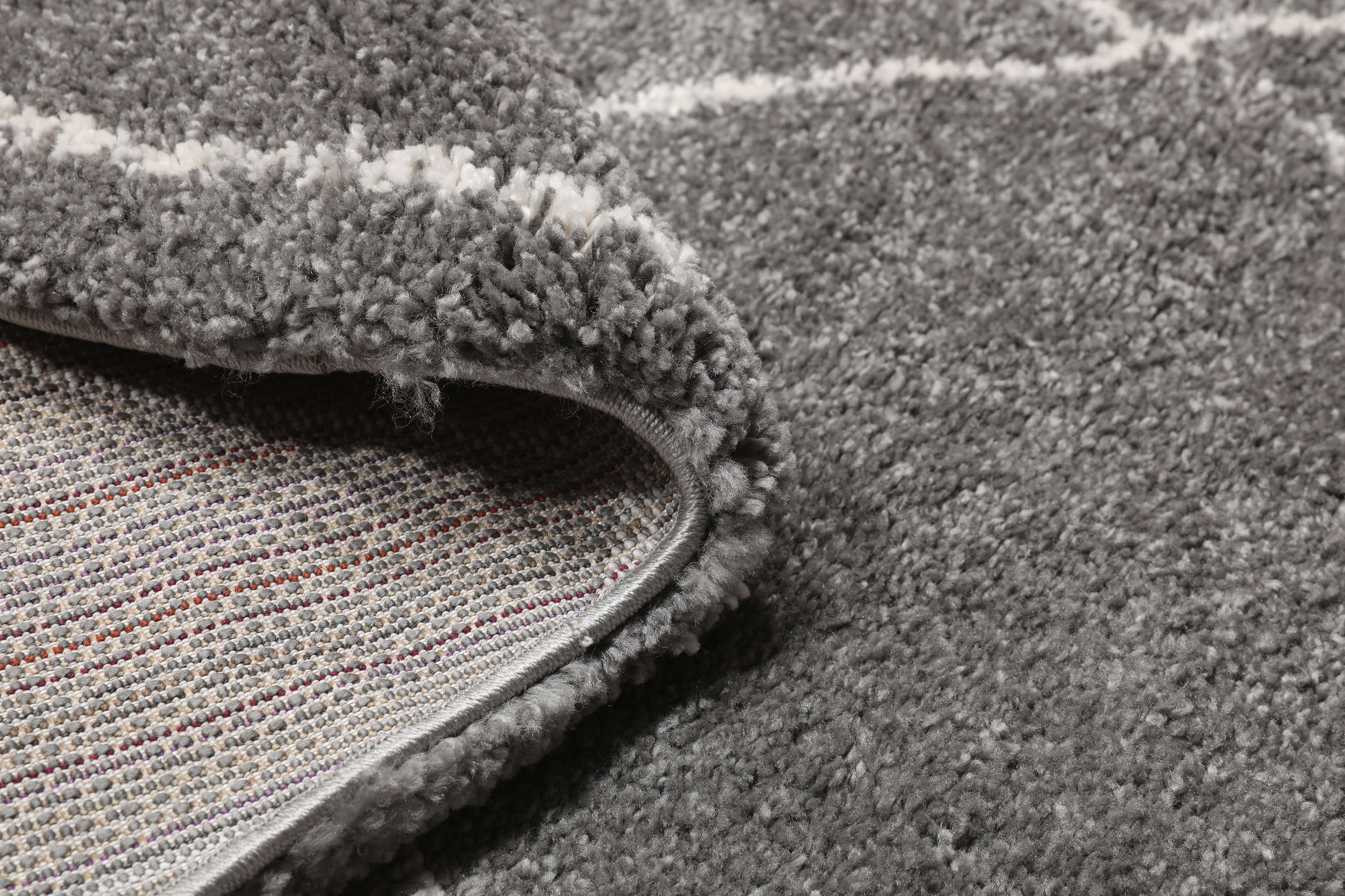 Shaggy Agadir - Grijs / Gebroken Wit, Rond Ø 200 cm Vloerkleed - Rugvista