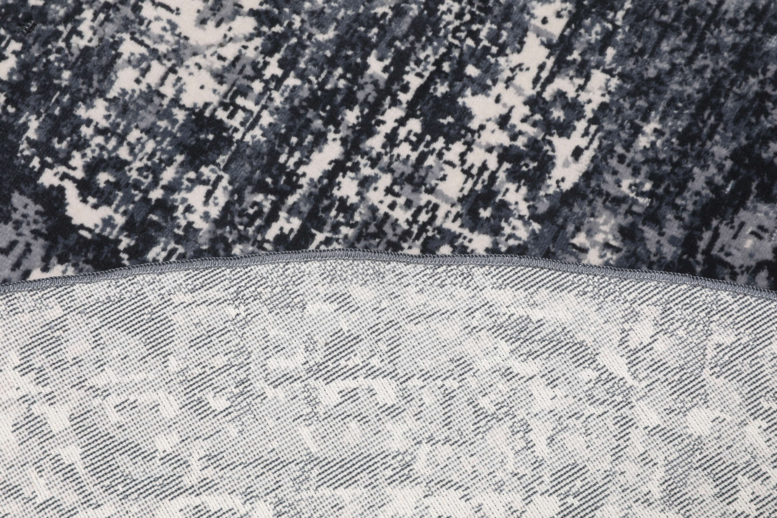 Mistral - Dark Grey / Blue, Round Ø 200 cm Rug - Rugvista