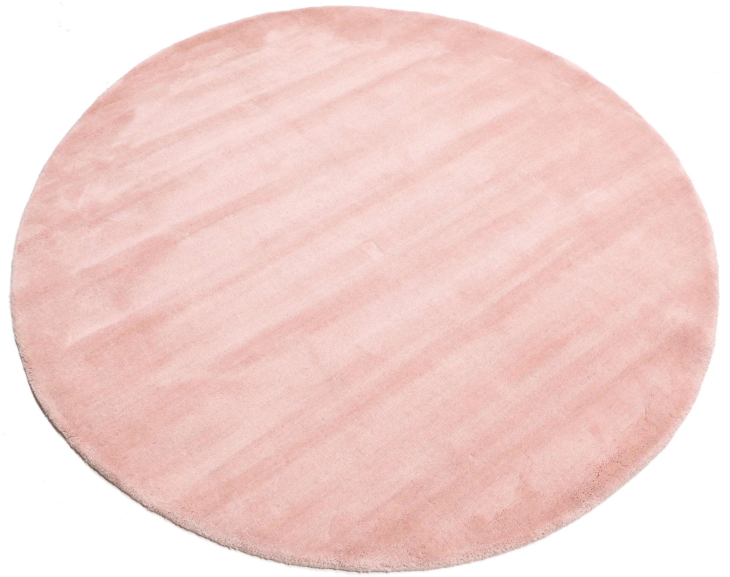 Handloom - Light Pink, Round Ø 150 cm Wool Rug - Rugvista