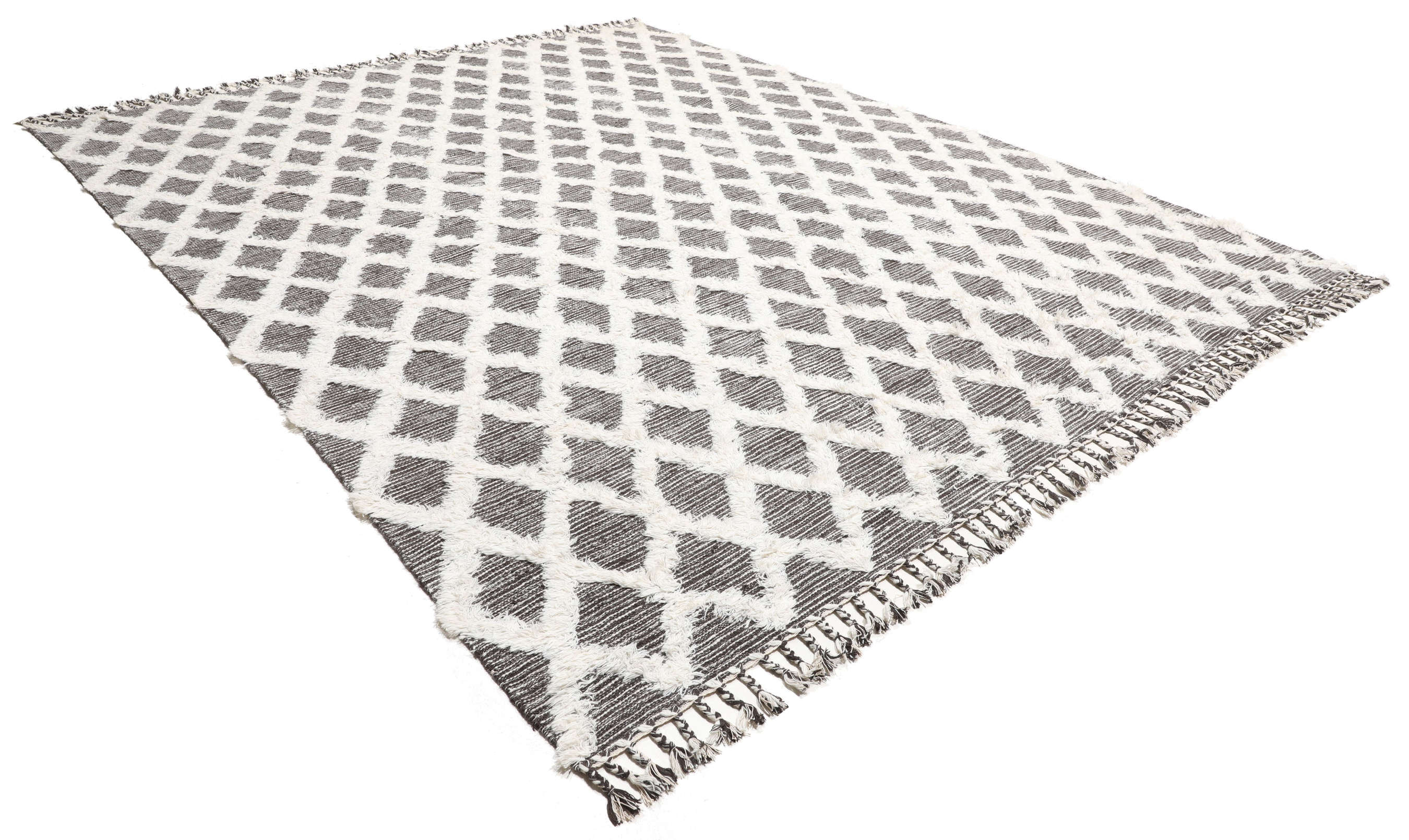 Inez Dark Brown White 200 X 300 Cm Wool Rug Rugvista