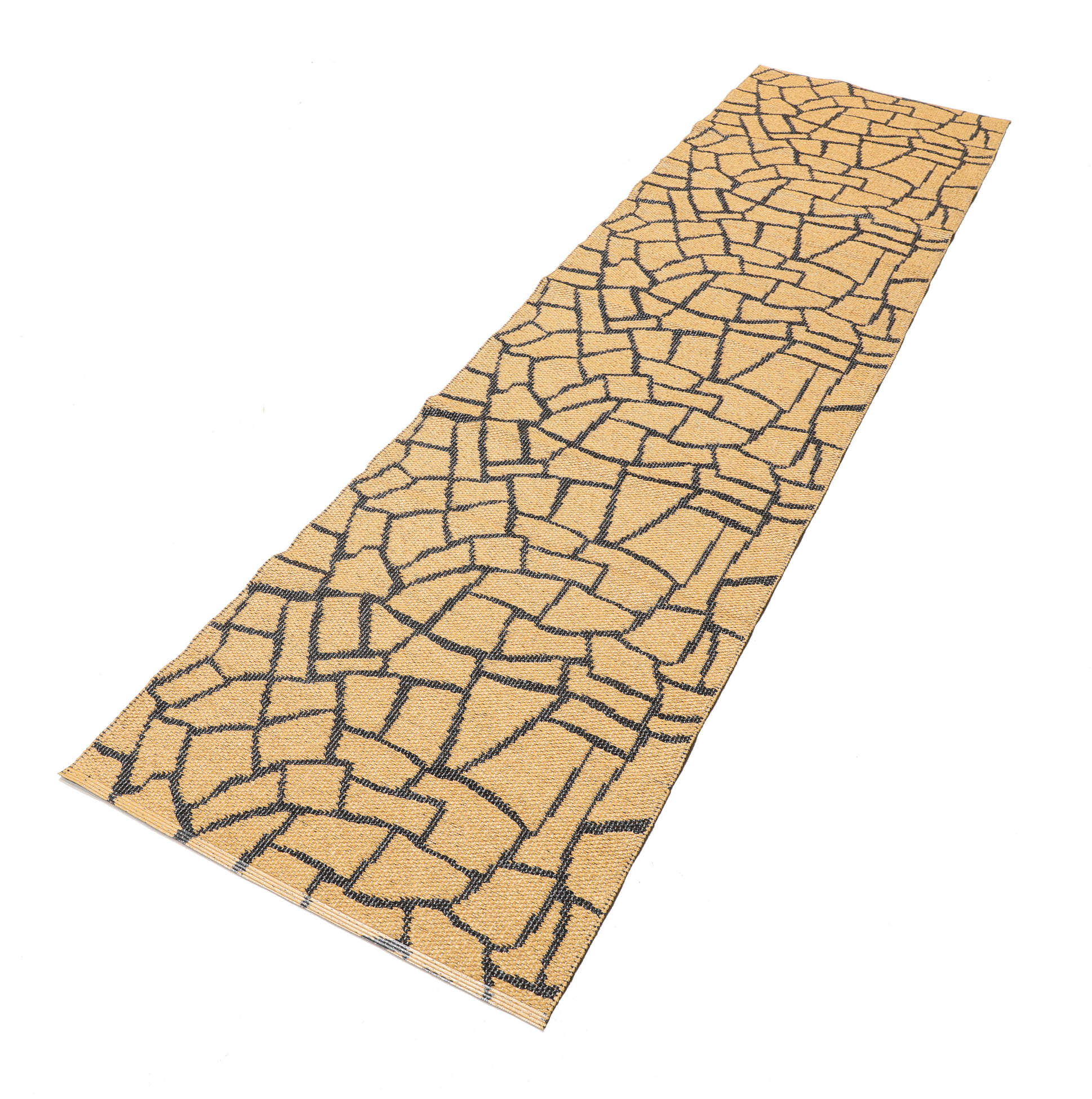 Terrazzo - Yellow / Black, Runner 70 x 350 cm Plastic Rug - Rugvista