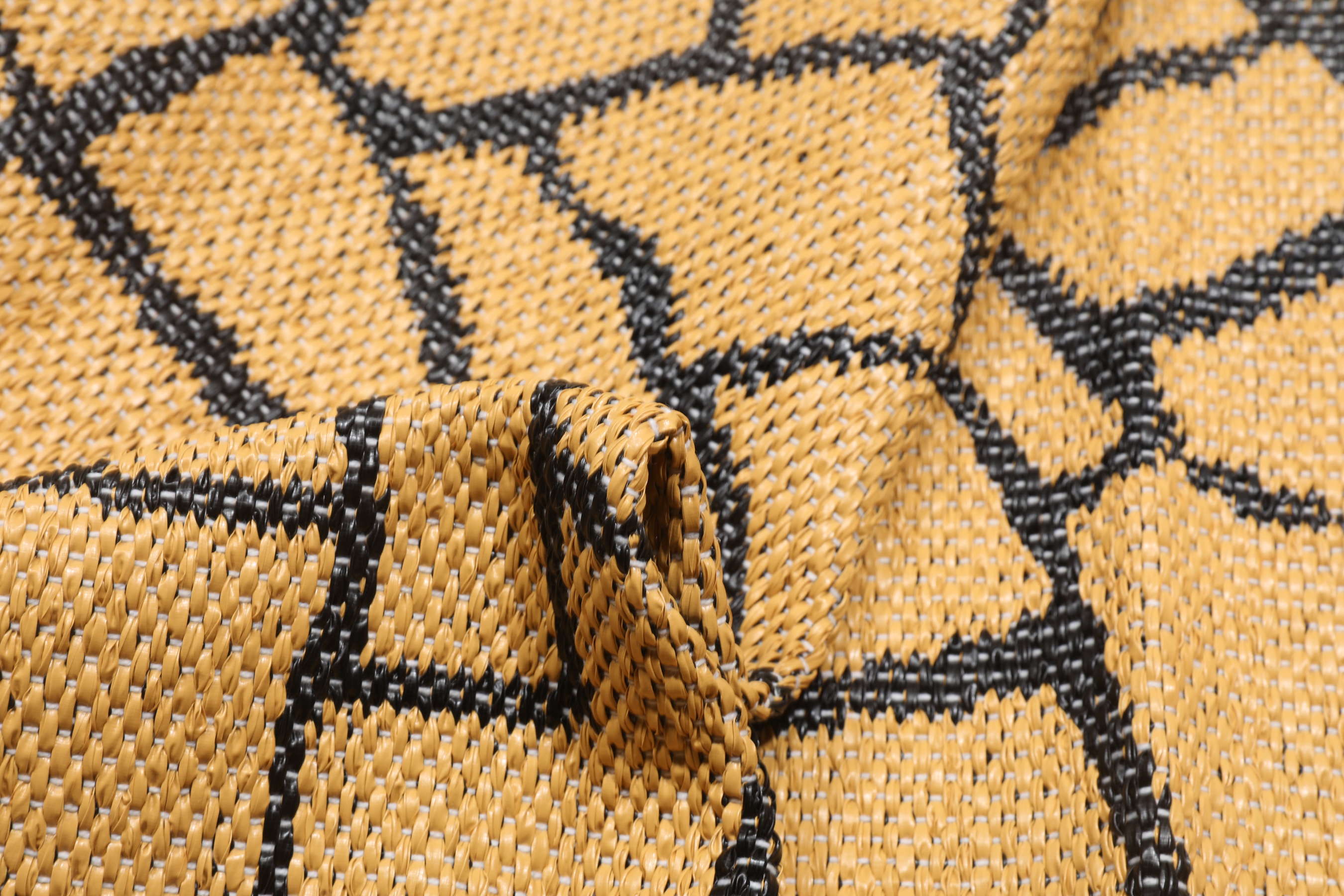 Terrazzo - Yellow / Black, Runner 70 x 350 cm Plastic Rug - Rugvista