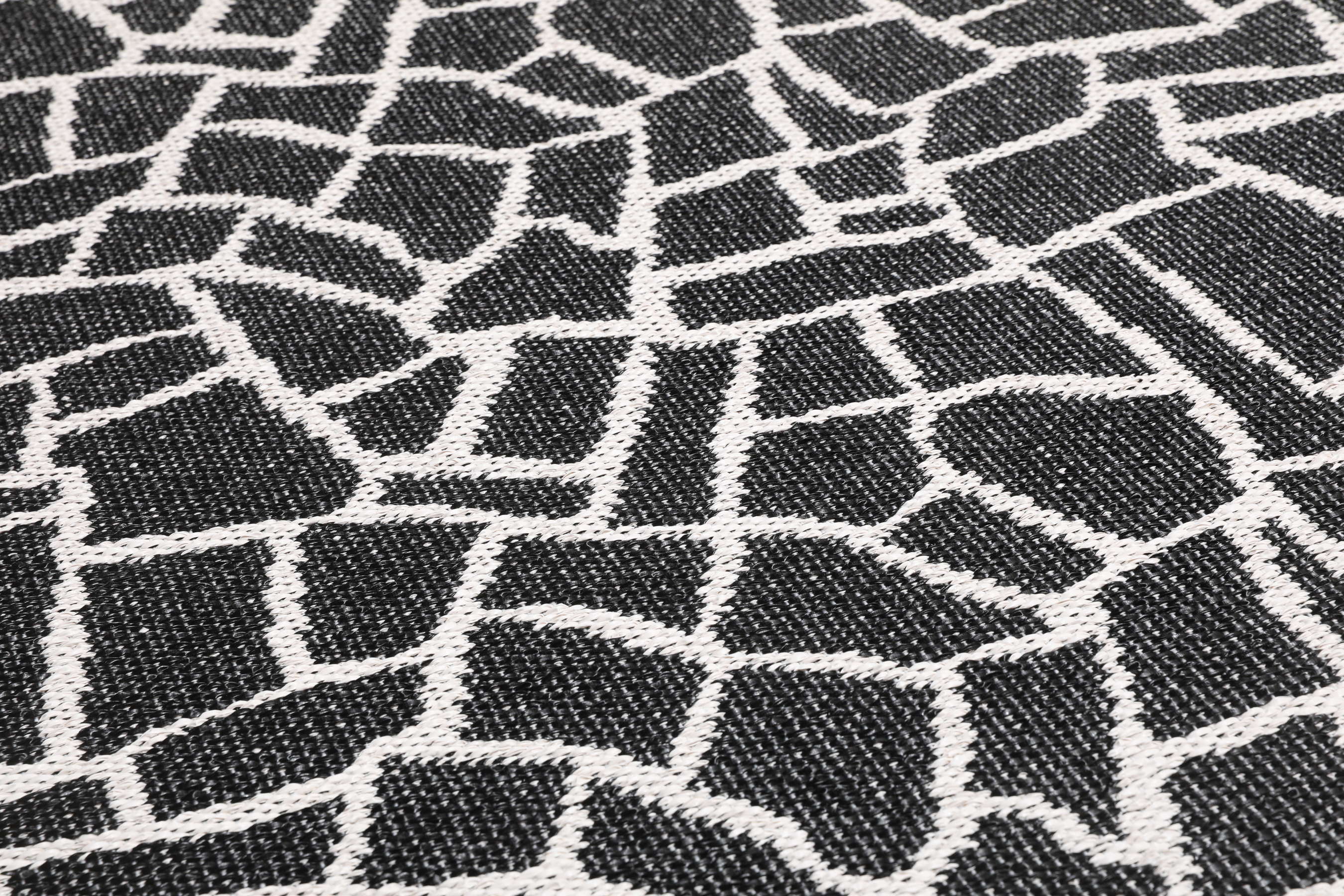 Terrazzo - Black / Cream White 200 x 280 cm Plastic Rug - Rugvista