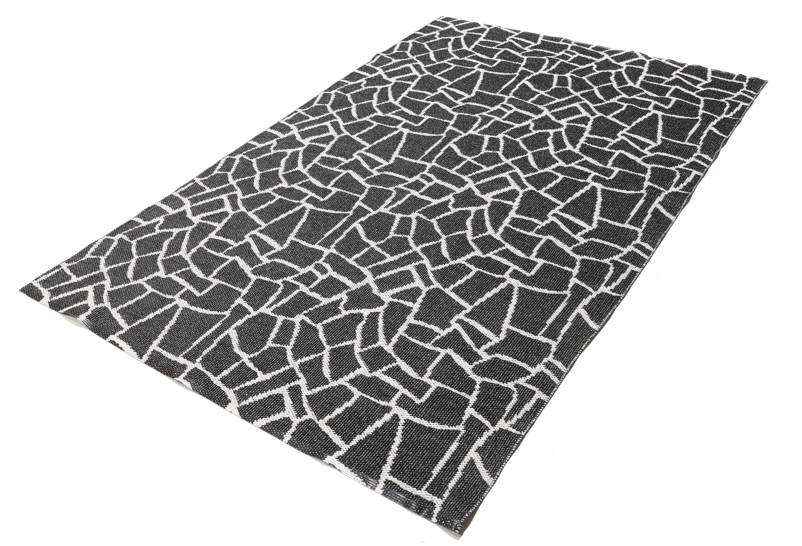 Terrazzo - Black / Cream White 200 x 280 cm Plastic Rug - Rugvista