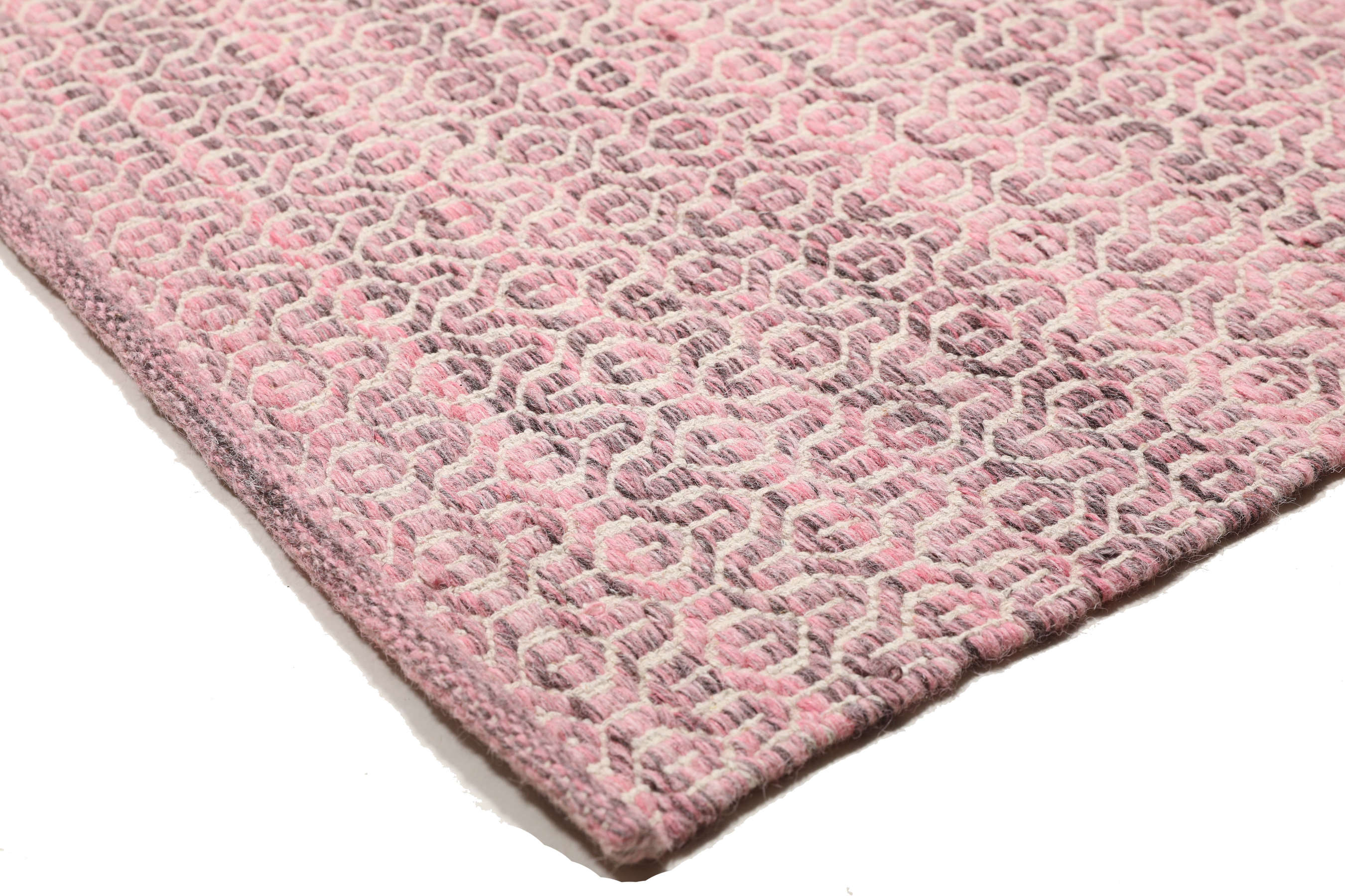 Alva - Pink / White 250 x 350 cm Wool Rug - Rugvista