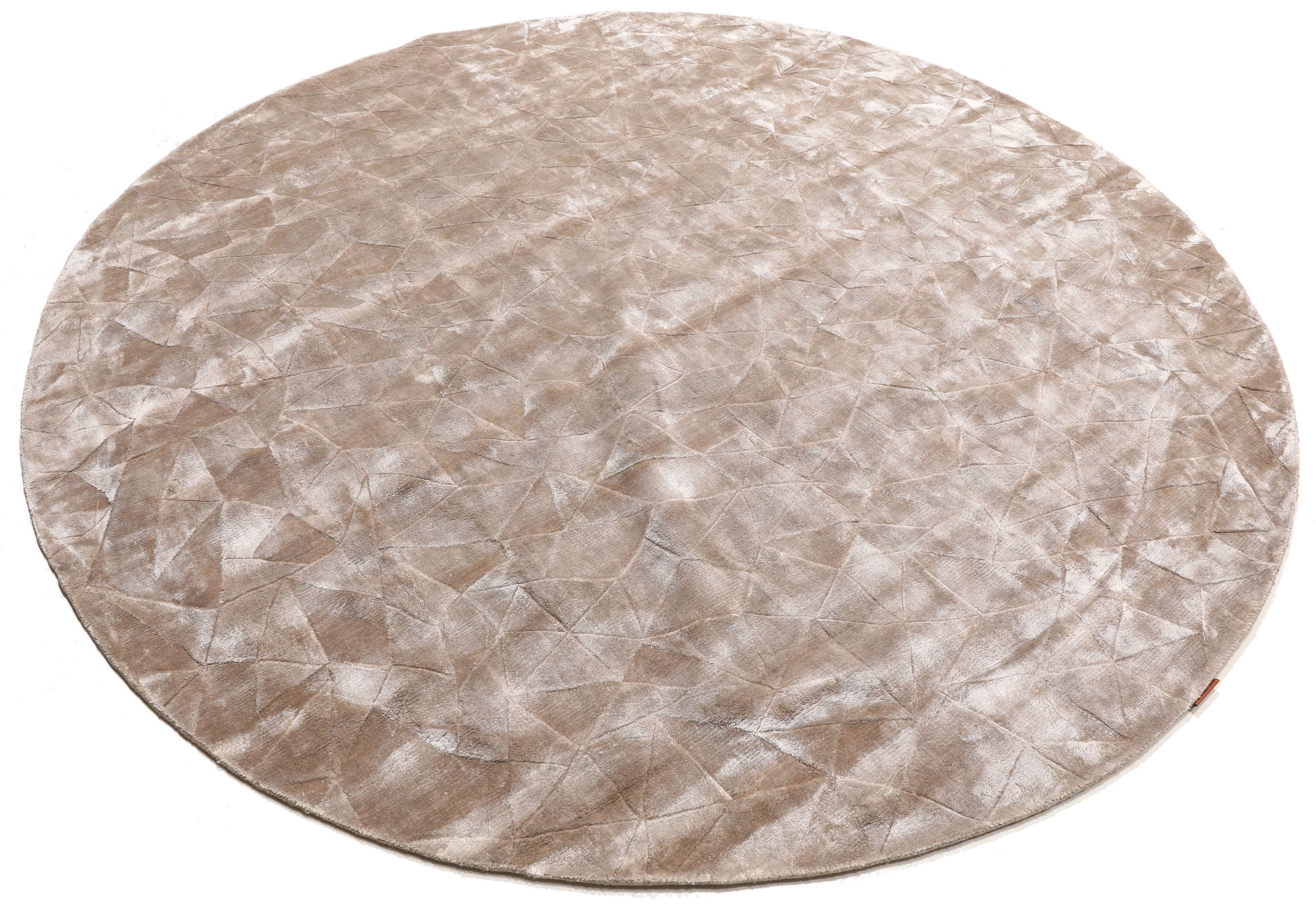 Crystal - Cream Beige, Round Ø 250 cm Viscose Rug - Rugvista