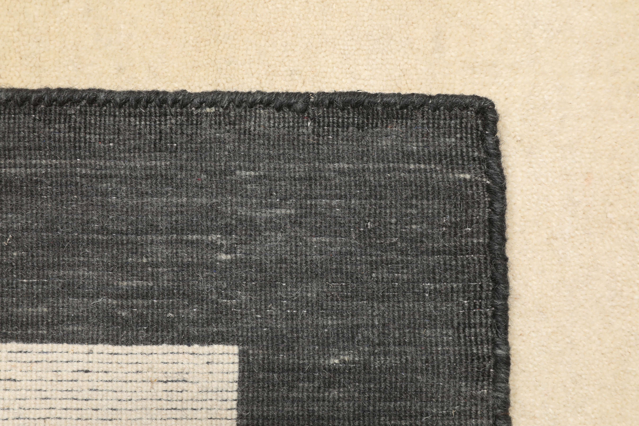 Handloom Frame - Black / White 160 x 230 cm Wool Rug - Rugvista