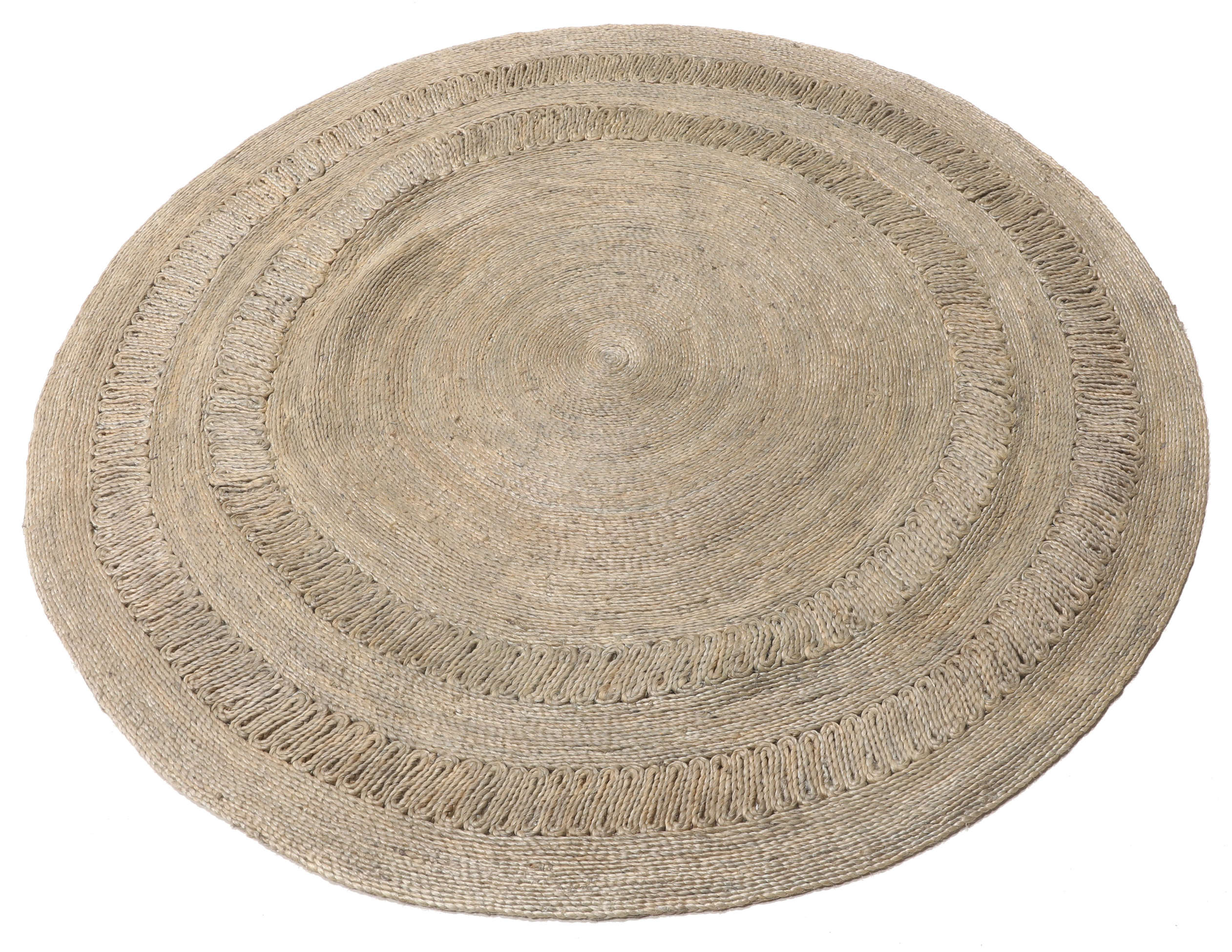 Kex - Greige, Round Ø 150 cm Jute Rug - Rugvista