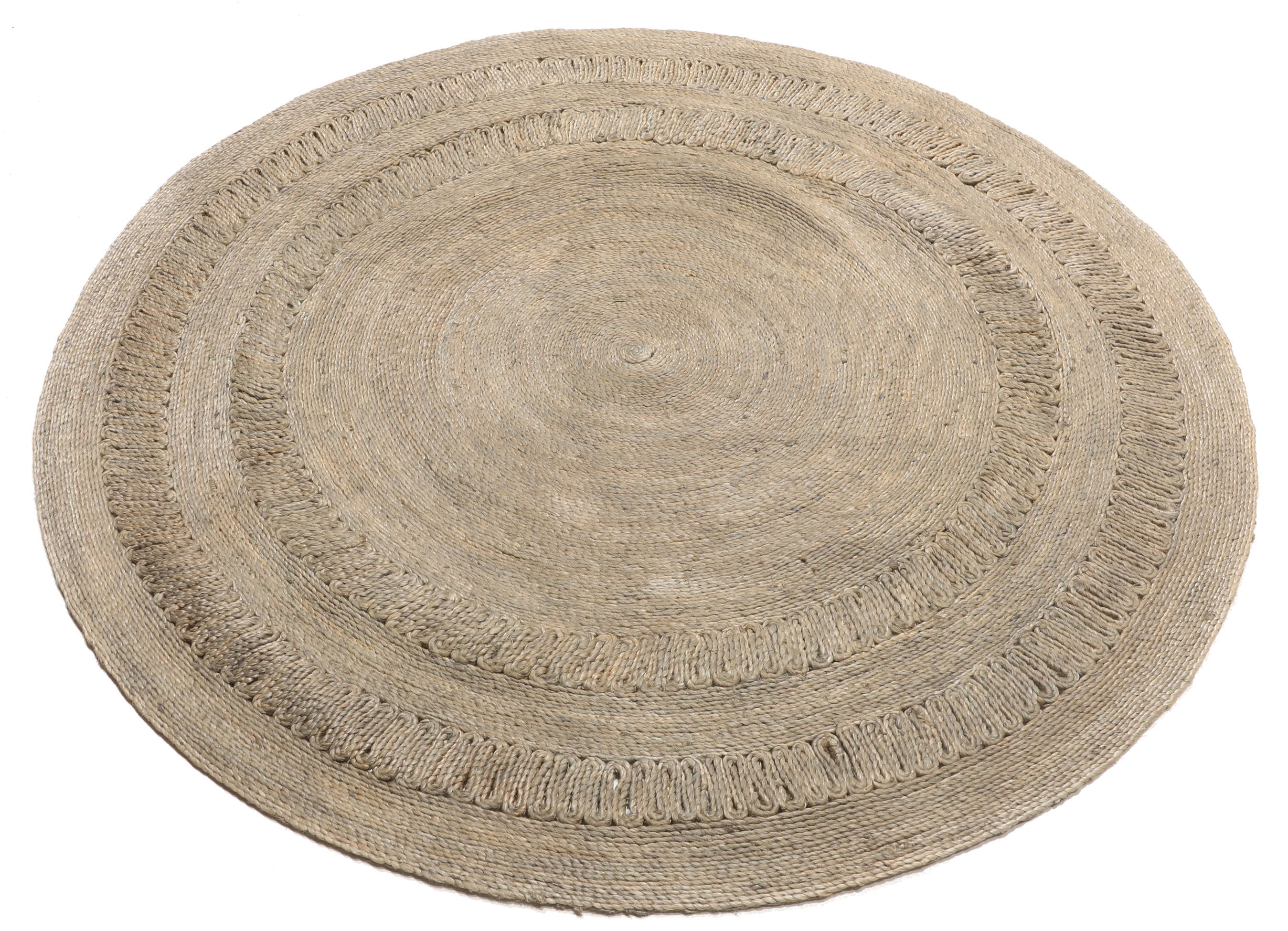 Kex - Greige, Round Ø 150 cm Jute Rug - Rugvista