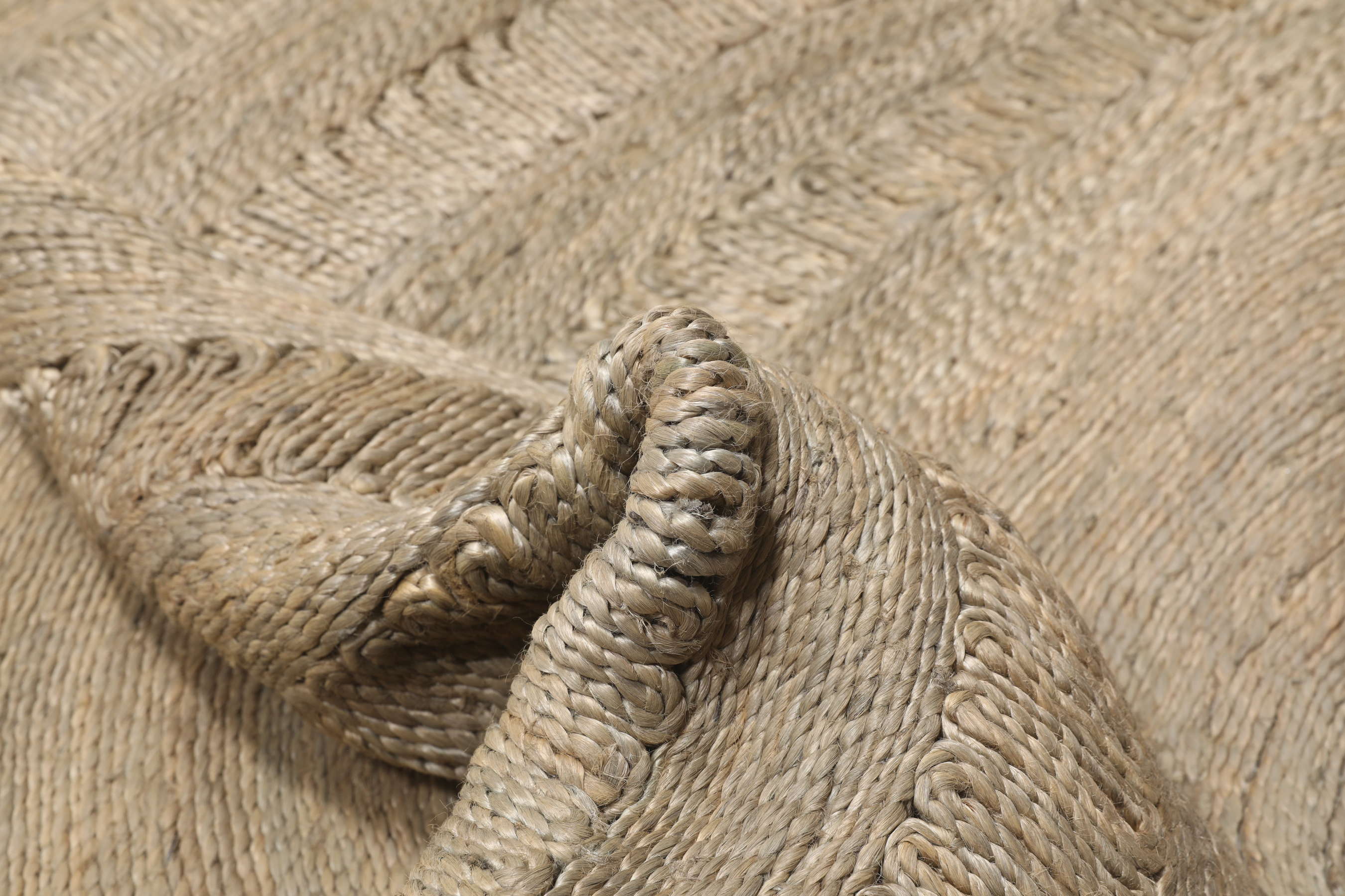 Kex - Greige, Round Ø 150 cm Jute Rug - Rugvista