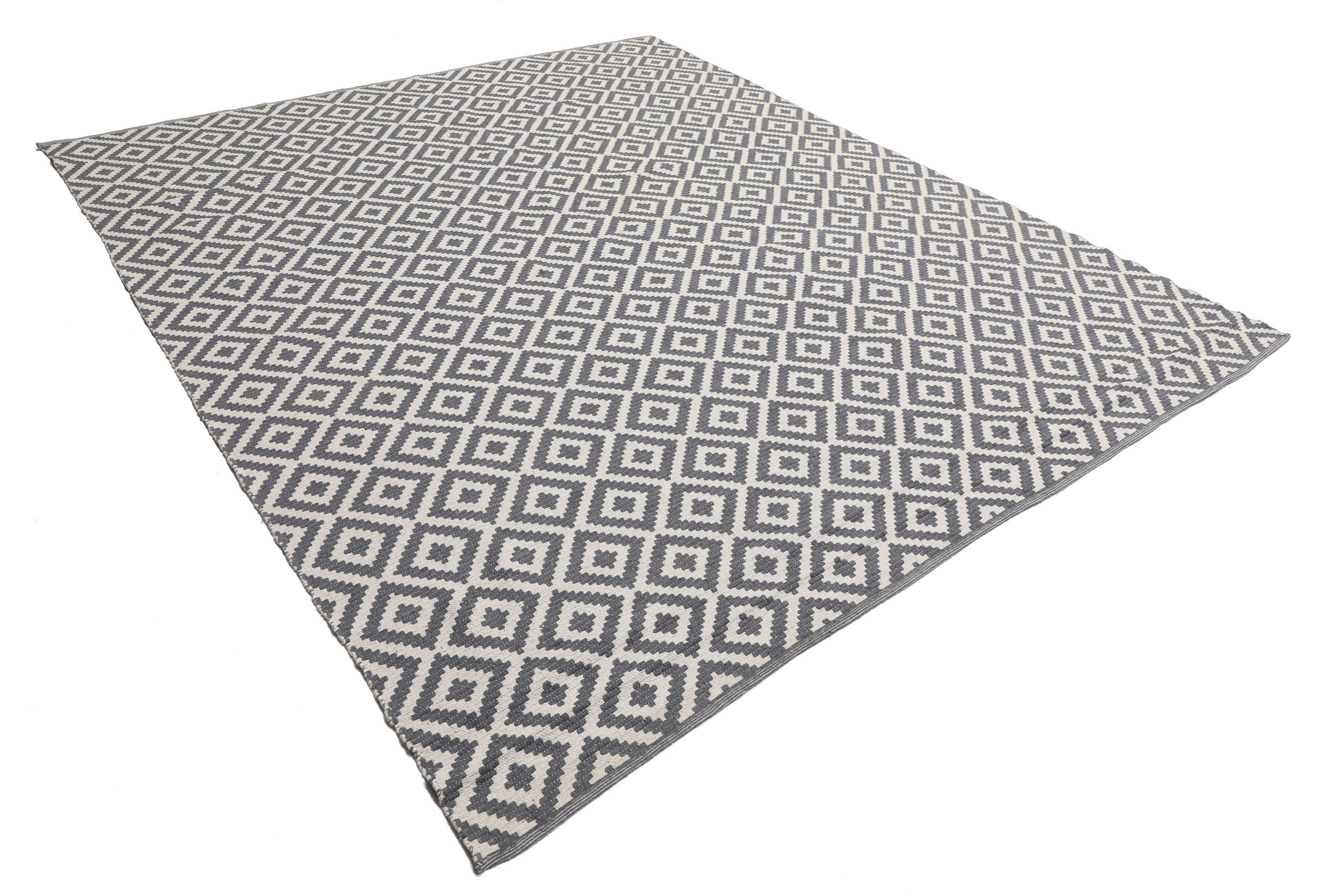 Torun - Grey / White 250 x 300 cm Cotton Rug - Rugvista
