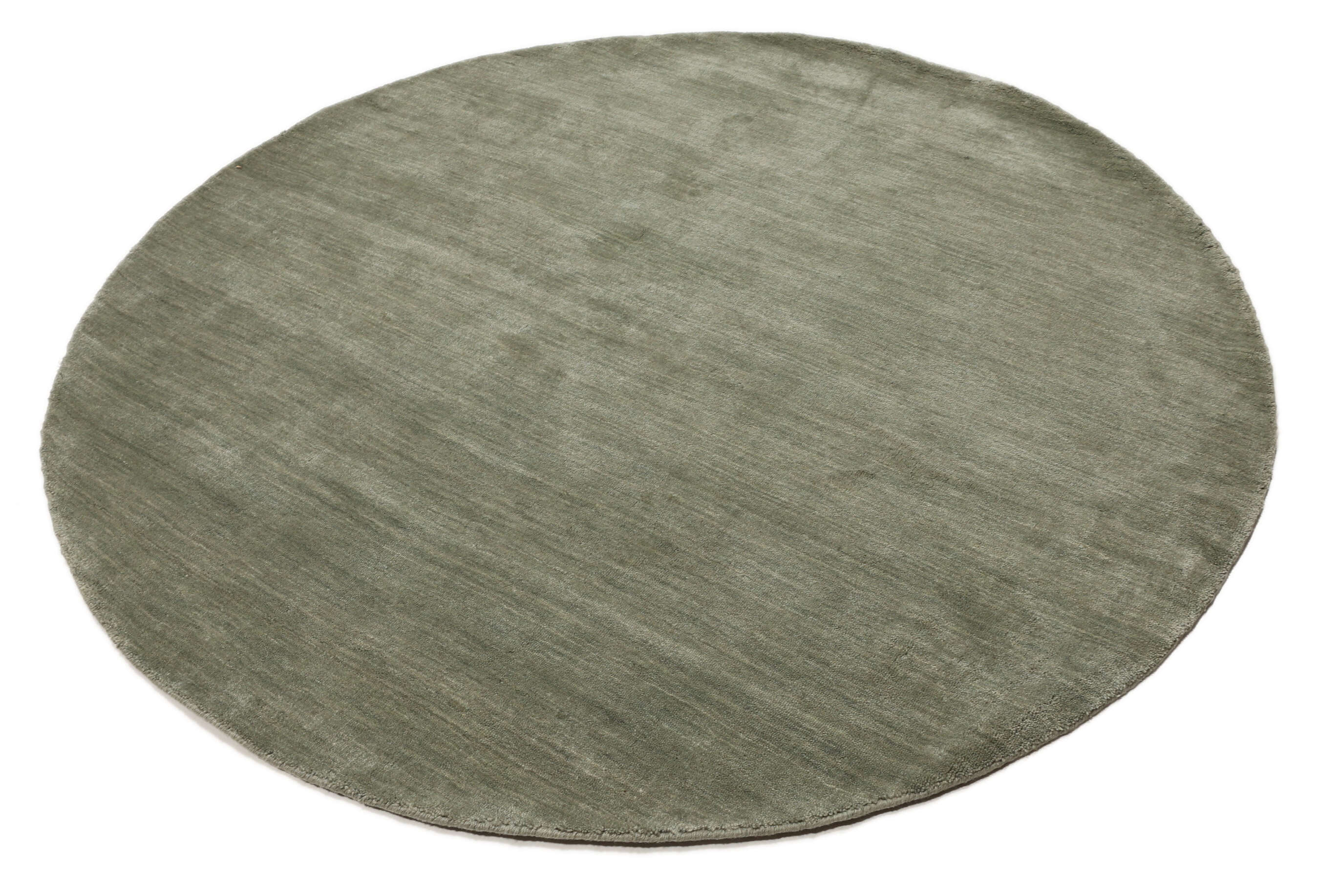 Handloom - Light Green, Round Ø 200 cm Wool Rug - Rugvista