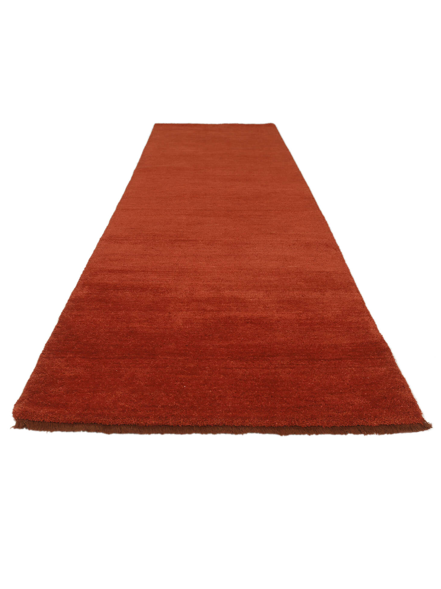 Handloom fringes - Red / Rust Red, Runner 80 x 300 cm Wool Rug - Rugvista