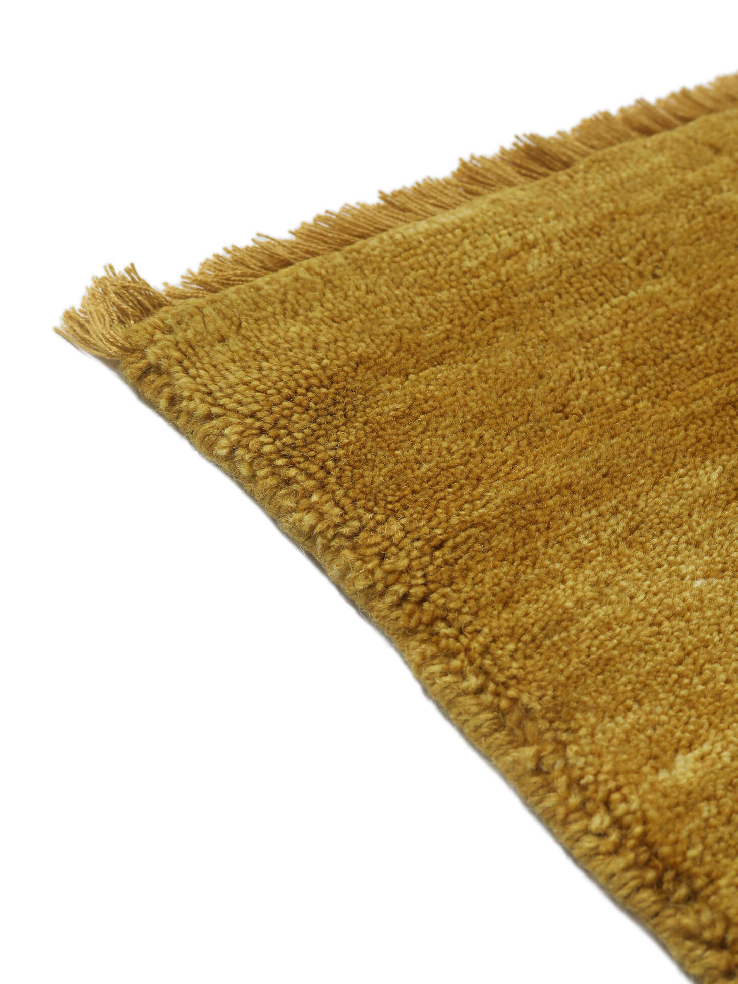 Handloom fringes - Mustard Yellow, Runner 80 x 200 cm Wool Rug - Rugvista