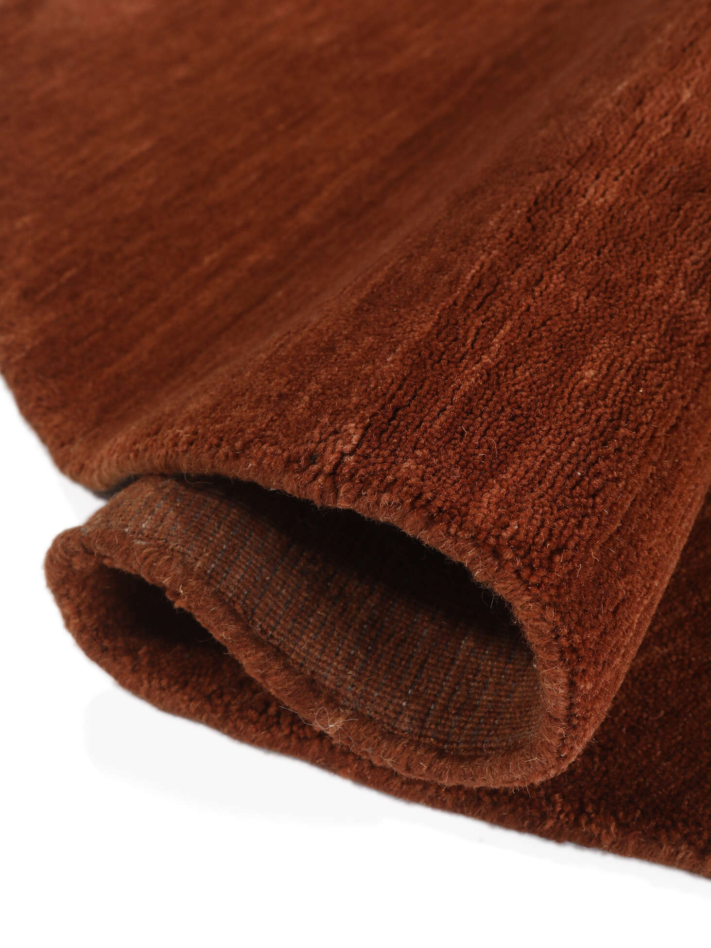 Handloom - Rust Red, Round Ø 150 cm Wool Rug - Rugvista