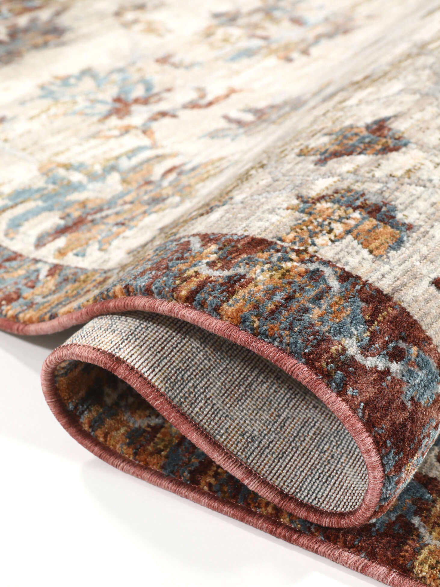 Muscati - Rust Red / Blue, Runner 80 x 250 cm Rug - Rugvista