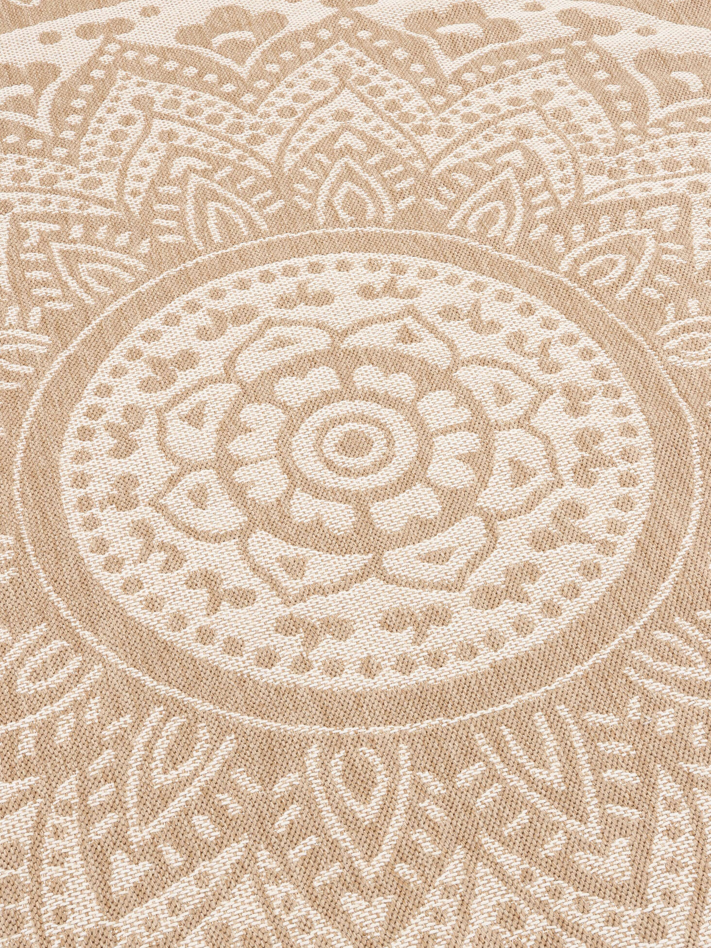 Rugvista Essential - Minelli - fringes - White / Beige, Round Ø 160 cm ...