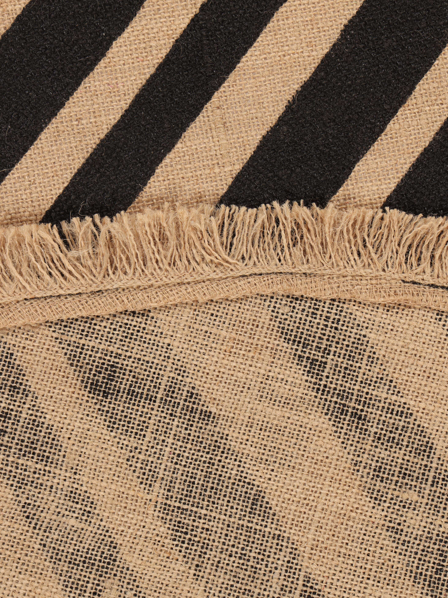 Rugvista Essential - Ribbons - Beige / Black, Round Ø 100 cm Jute Rug ...