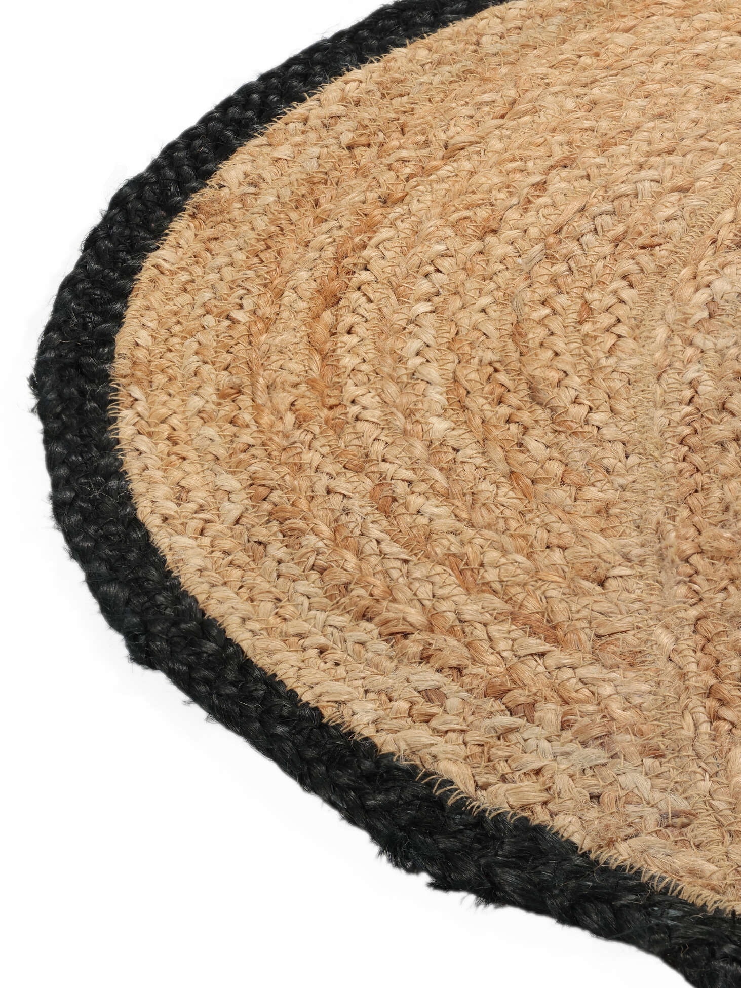Poppy - Beige / Black, Round Ø 120 cm Jute Rug - Rugvista