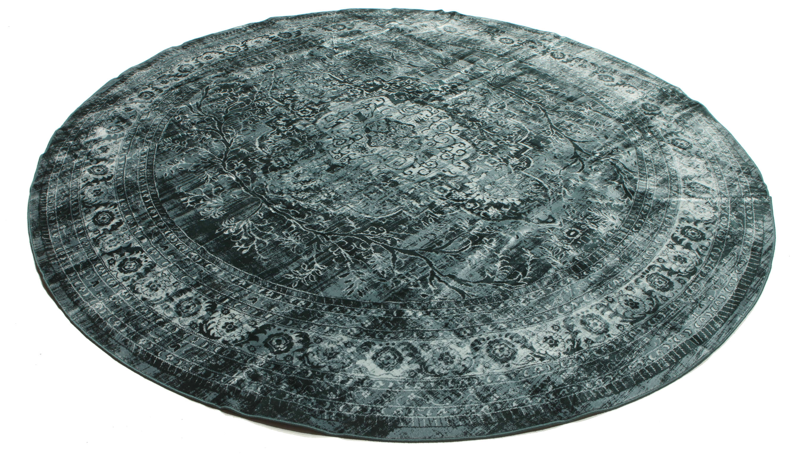 Jacinda - Dark Teal, Round Ø 300 cm Rug - Rugvista